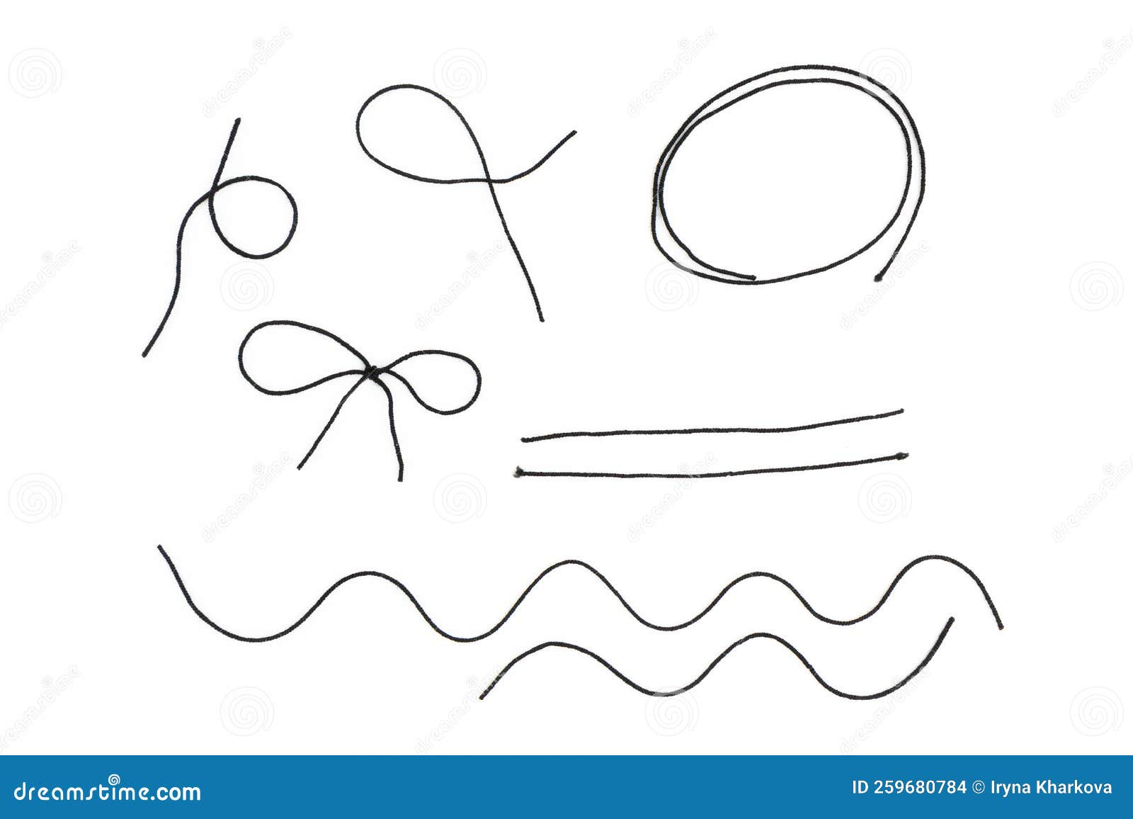 Different Symbols and Lines of Thread Isolated on White Stock ...