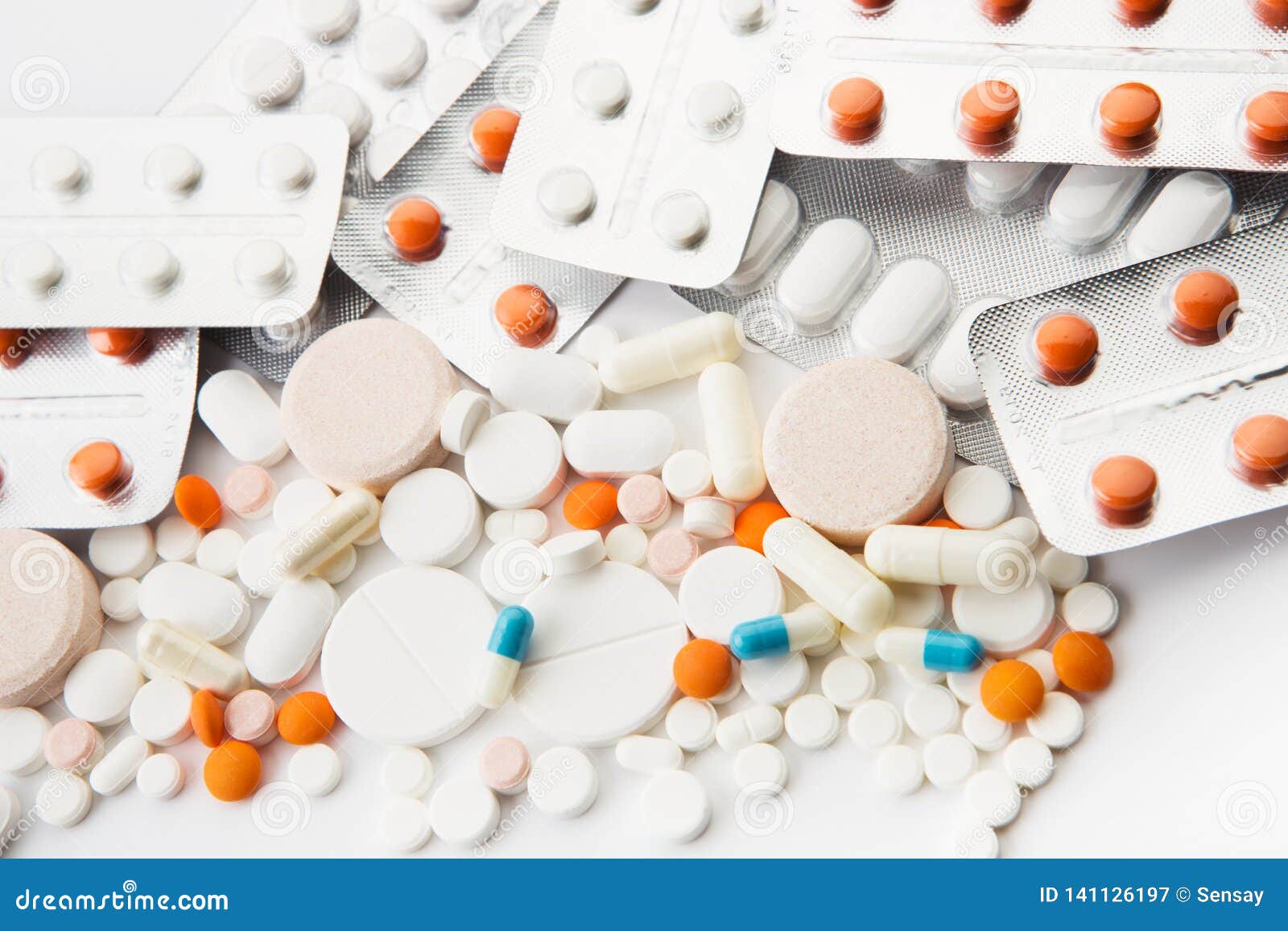 Different Colored Tablets on a White Background Close Stock Image ...