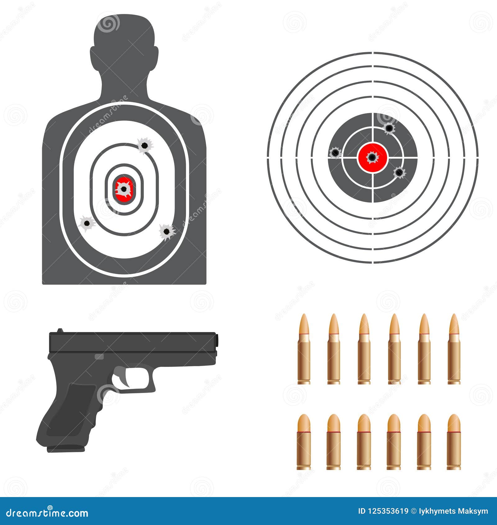 Different Targets in Format with Sniper Rifle and Bullets. Stock ...