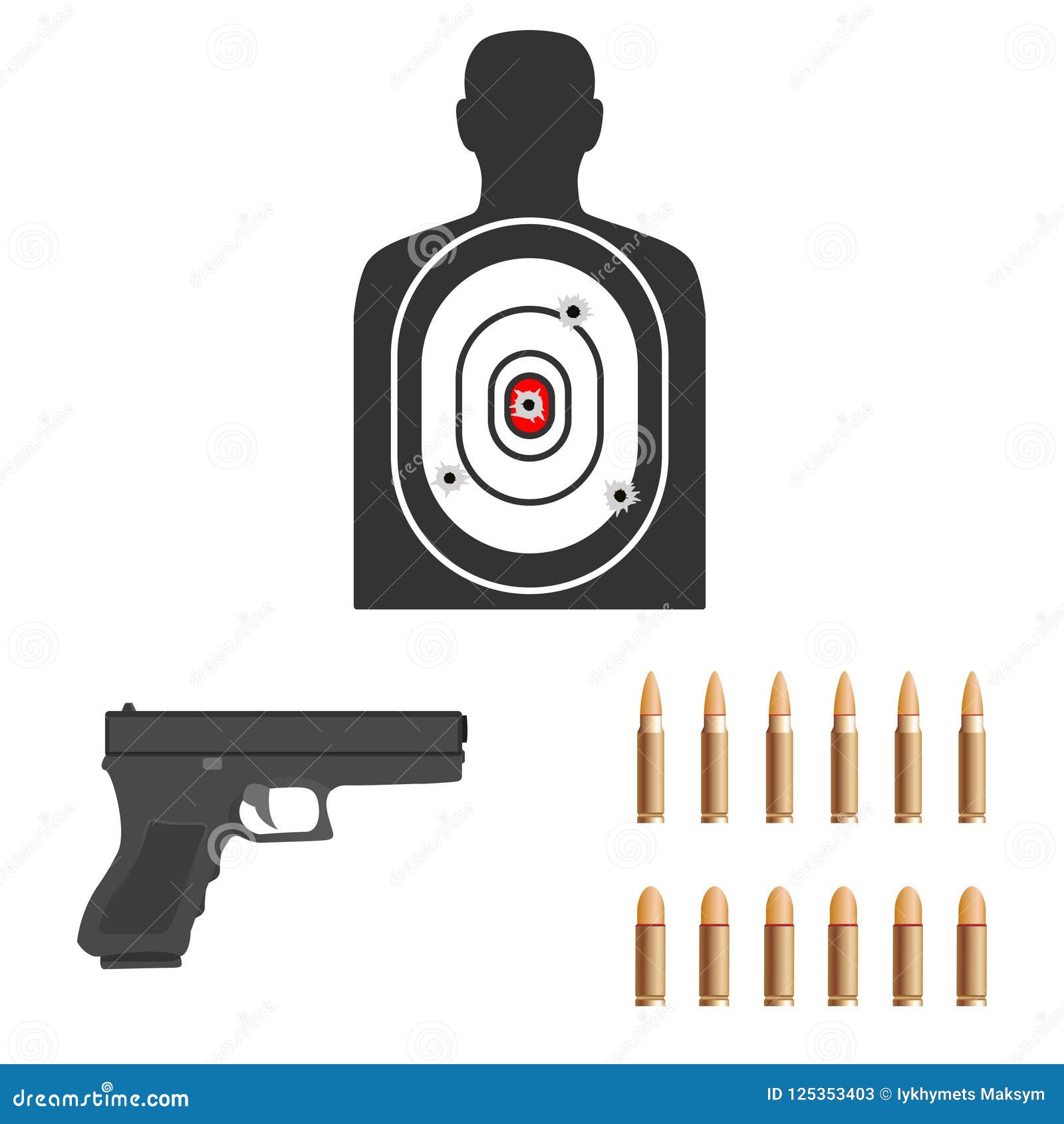 Different Targets in Vector Format with Sniper Rifle and Bullets. Stock ...
