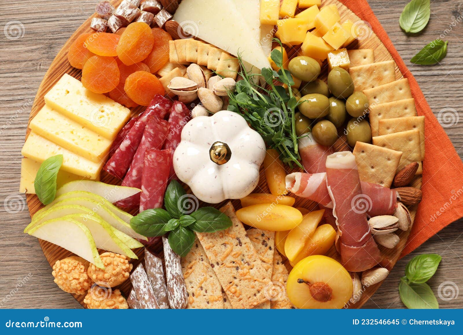Different Tasty Appetizers on Wooden Table, Top View Stock Image ...