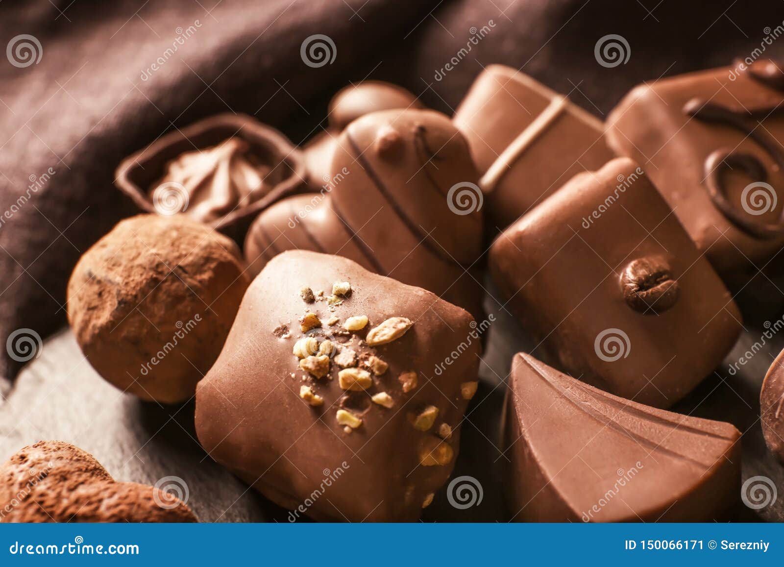 Different Tasty Chocolate Candies, Closeup Stock Image - Image of ...