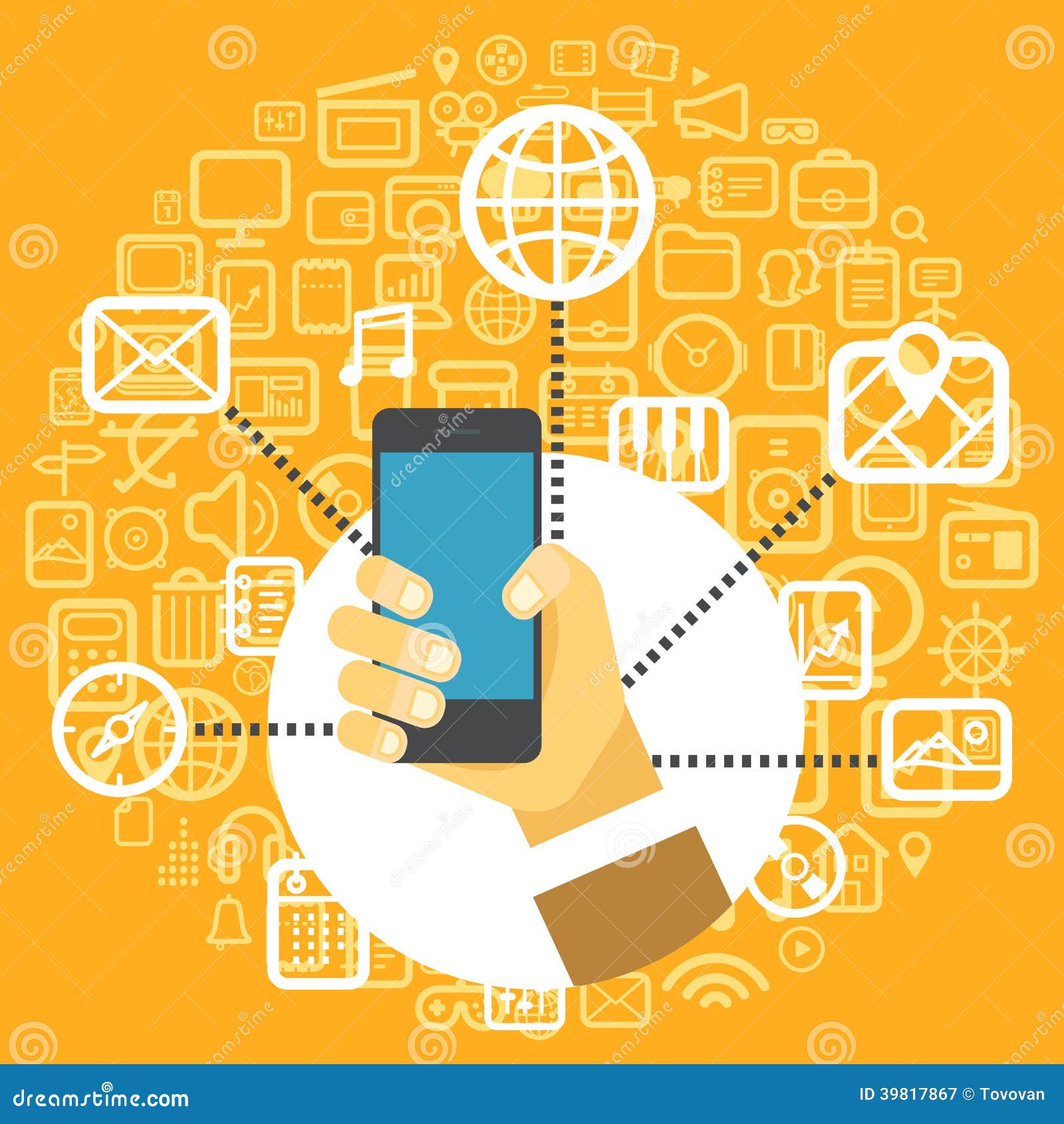 Different Techno Icons and Modern Smartphone Stock Vector ...