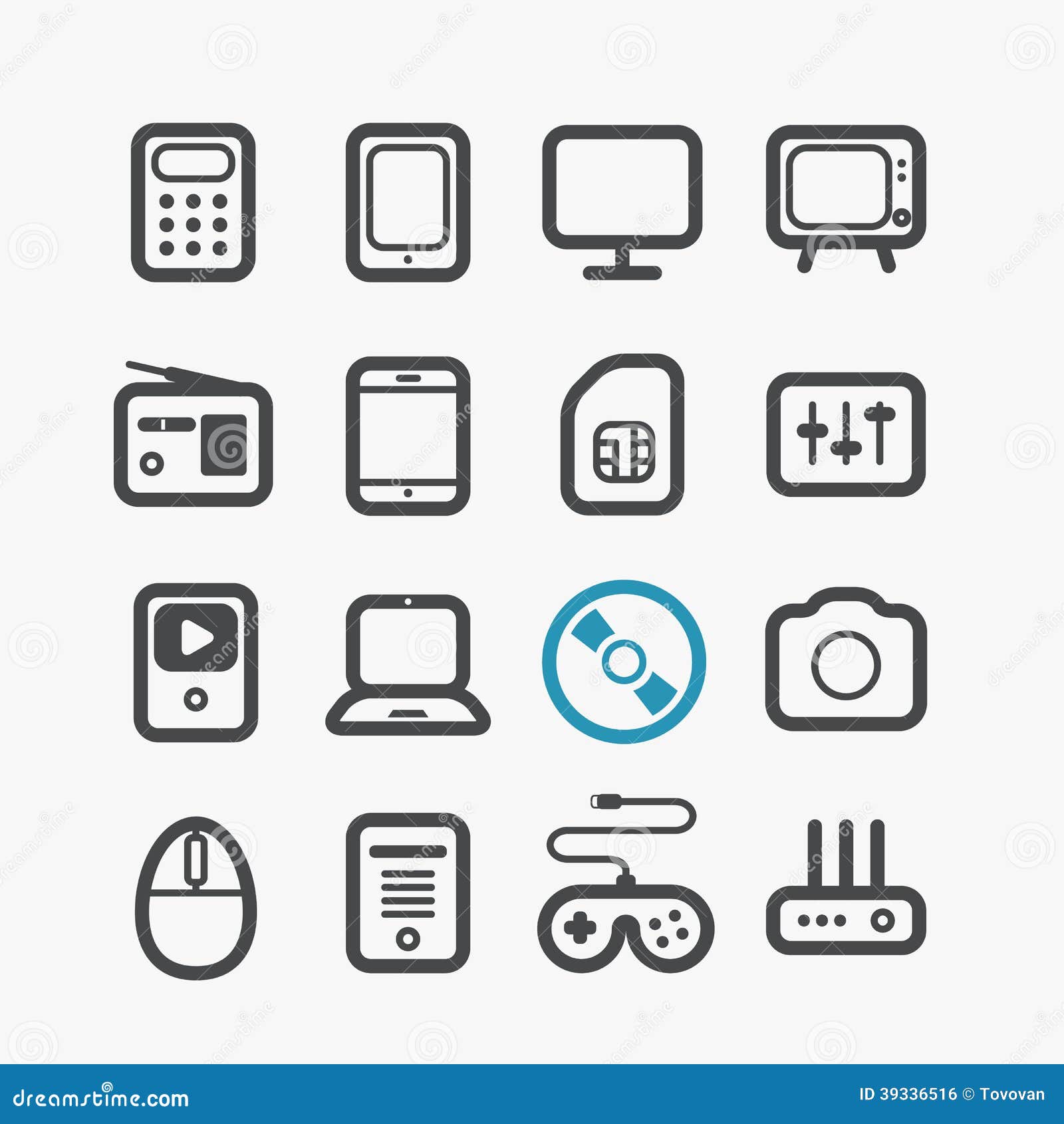 Different techno icons set stock vector. Illustration of icon - 39336516