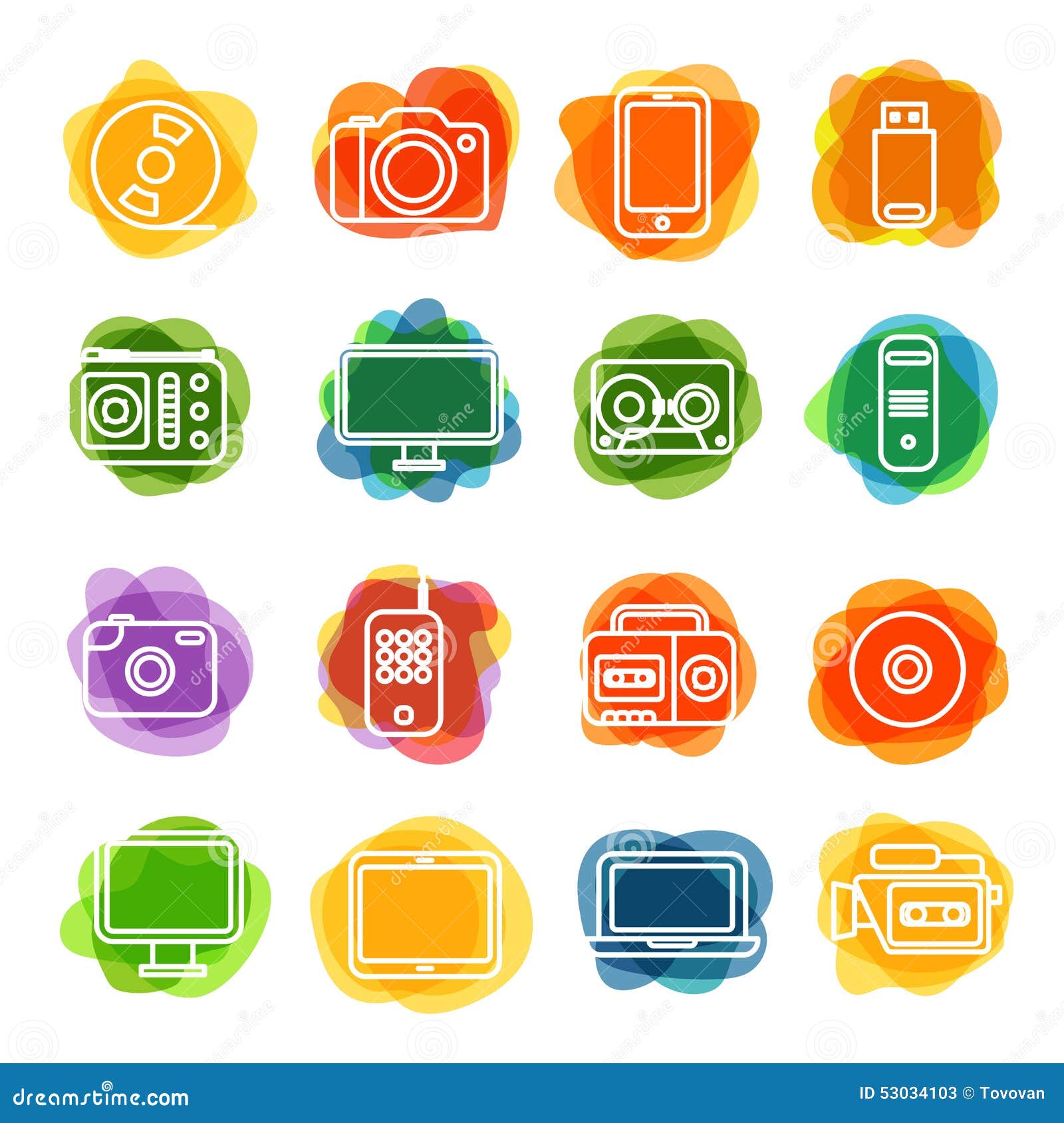 Different Technology Silhouette Icons Collection Stock Vector ...