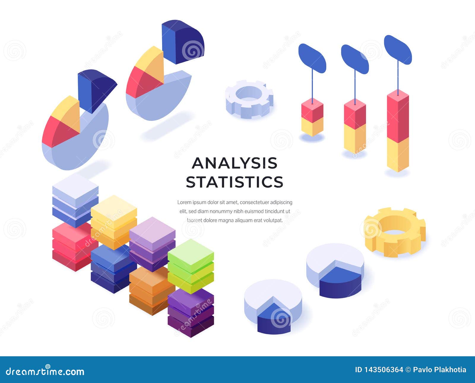 Analysis Statistics Isometric Poster Stock Vector - Illustration of ...
