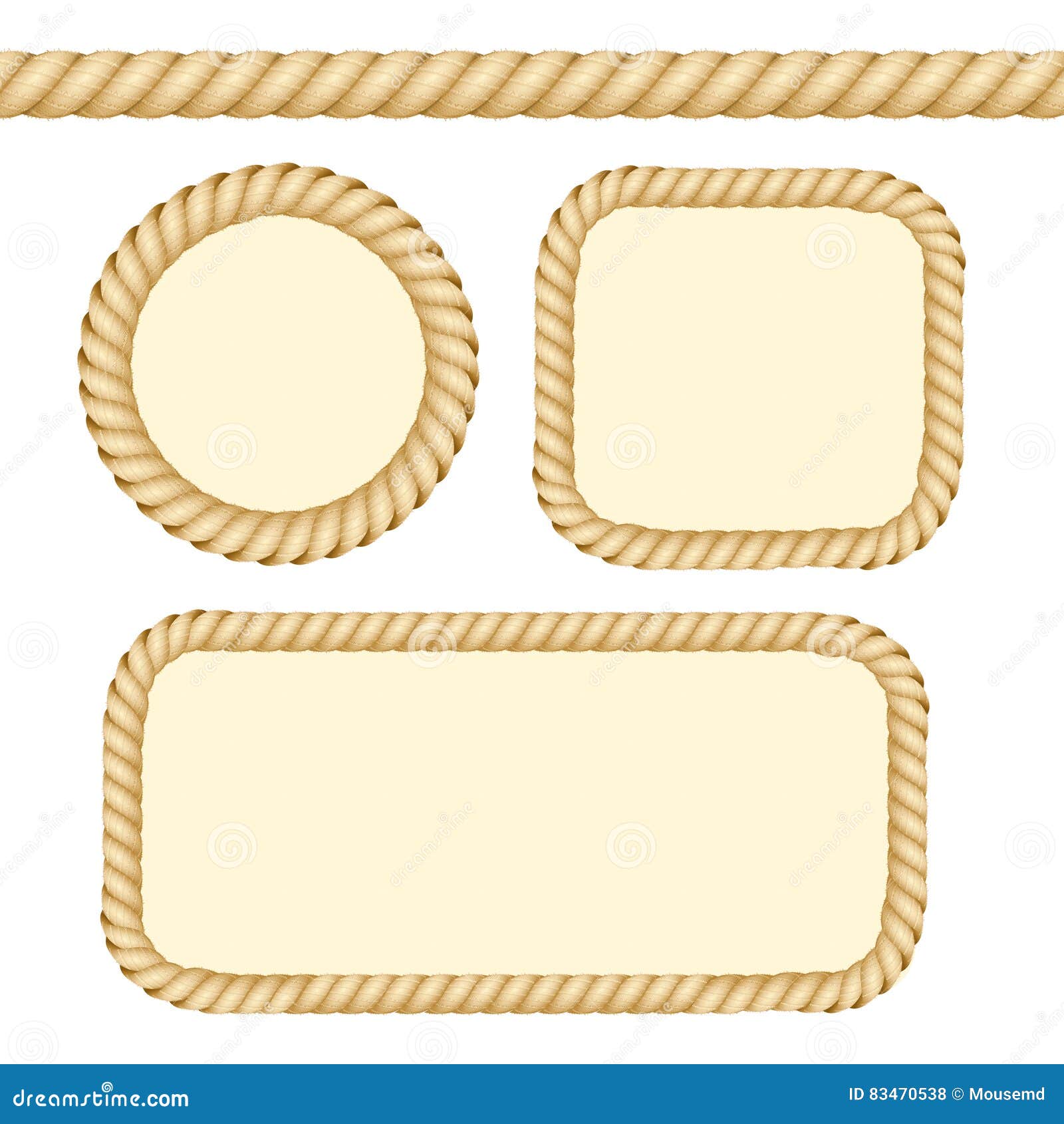 Different Thickness Rope Frames and Borders Set. Vector Stock Vector ...