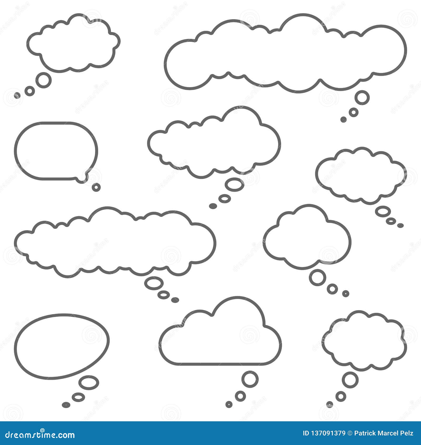 Different Thought Bubbles Collection Stock Vector - Illustration of ...