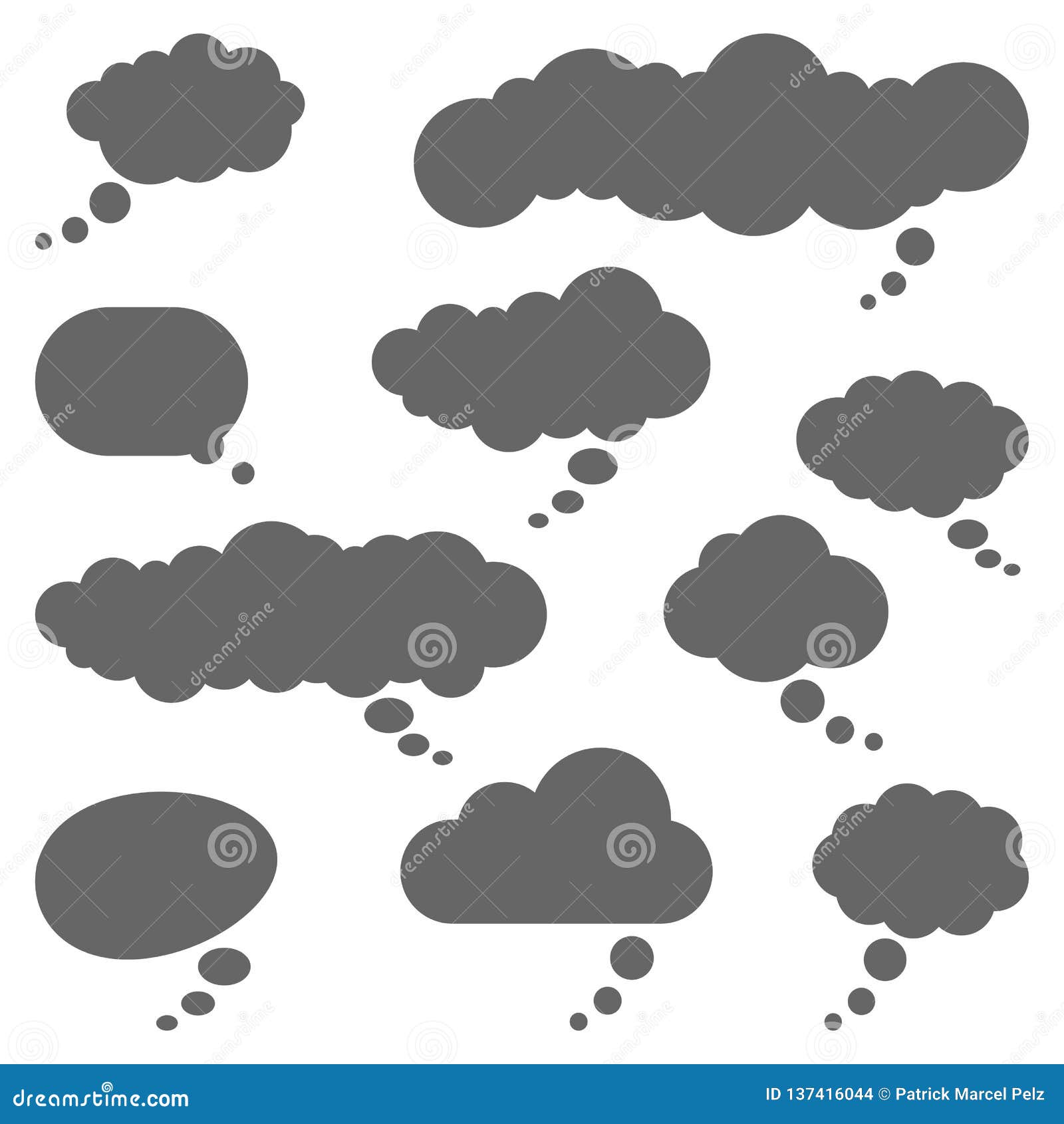 Different Thought Bubbles Collection Stock Vector - Illustration of ...