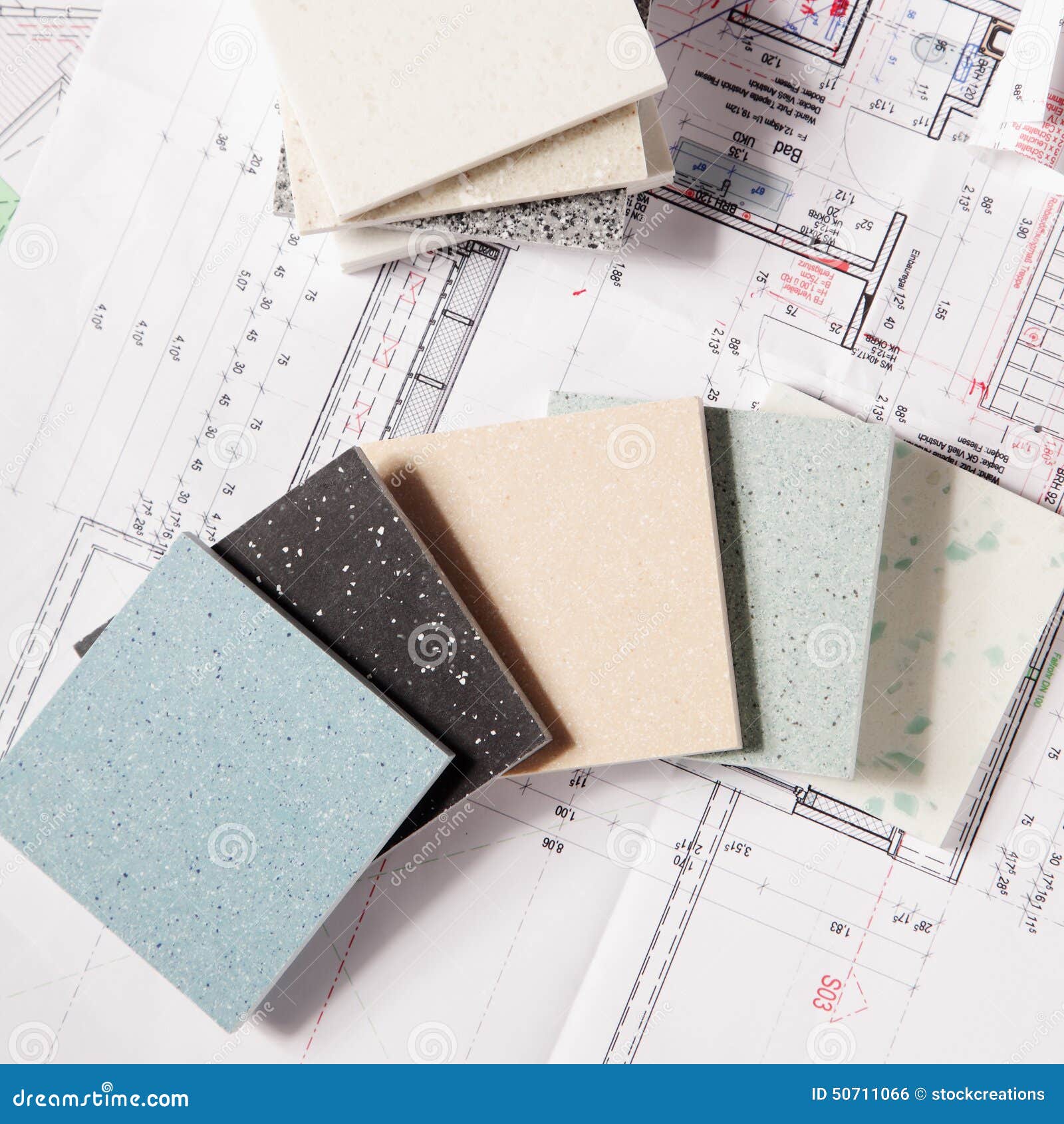 Different Tile Textures on Top of Blueprint Stock Photo - Image of ...