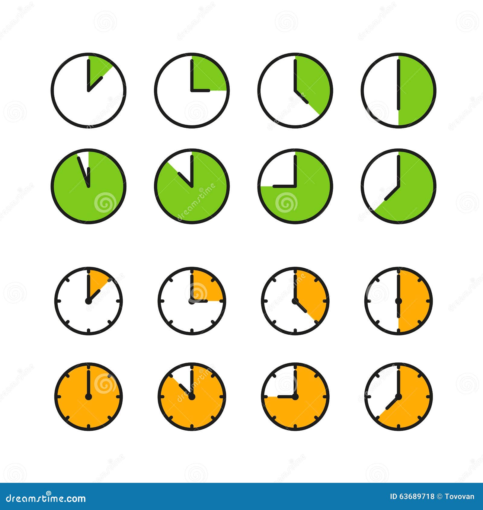 Different Time Icons on White Stock Vector - Illustration of empty ...