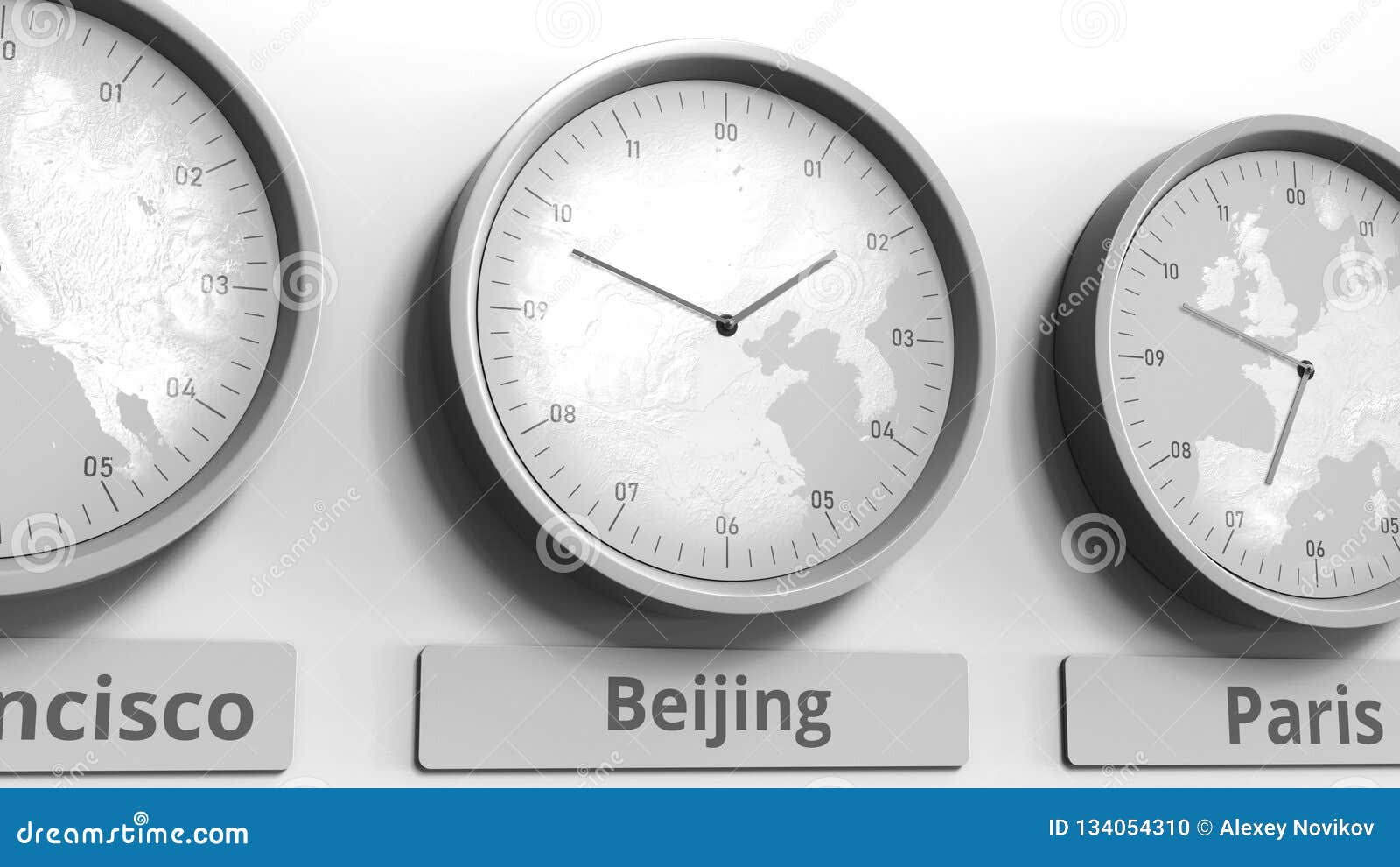 Focus on the Clock Showing Beijing, China Time. Conceptual 3D Rendering ...