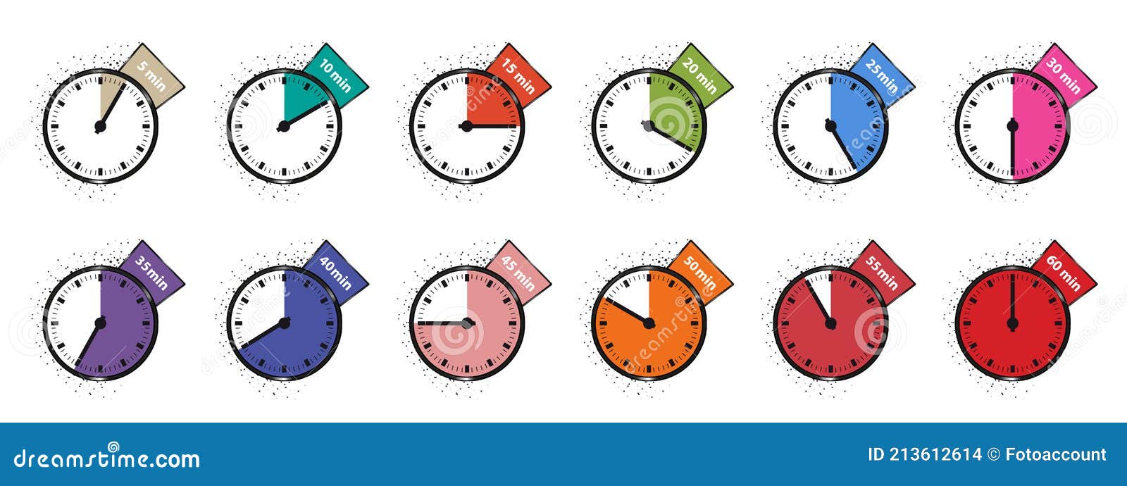 Different Timer Icons - Colorful Vector Illustrations Set - Isolated on ...