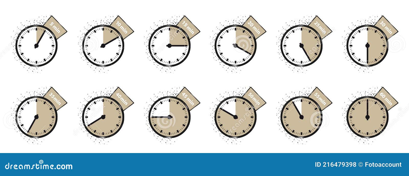 Different Timer Icons - Vector Illustrations Set - Isolated on White ...