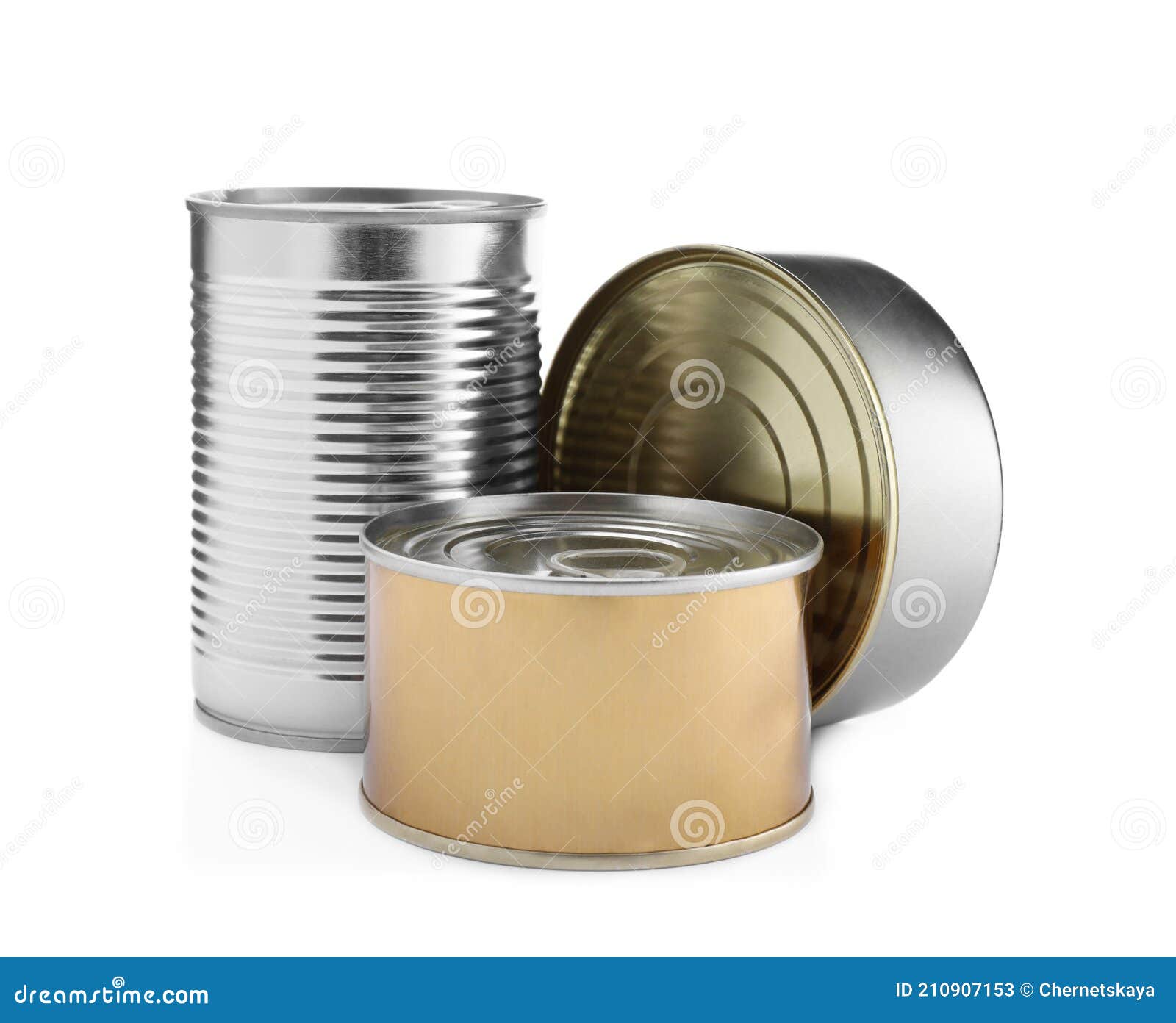 Different Tin Cans on White Background. Mockup for Design Stock Image ...