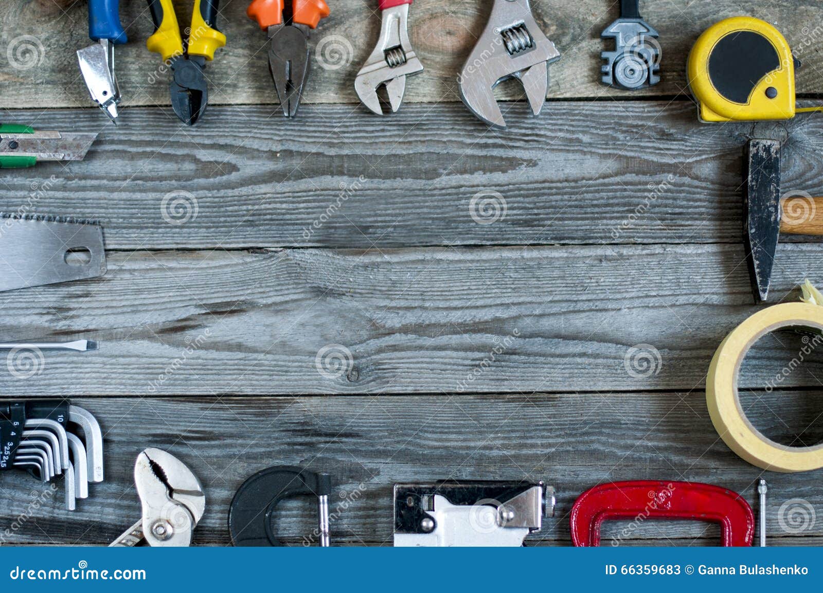 Different tools on board stock image. Image of pliers - 66359683