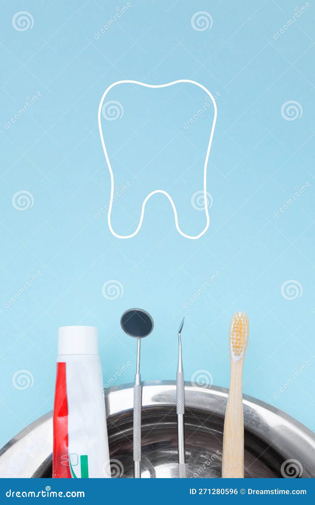 Different Tools for Dental Care, Toothbrush, Toothpaste and Molar Tooth ...