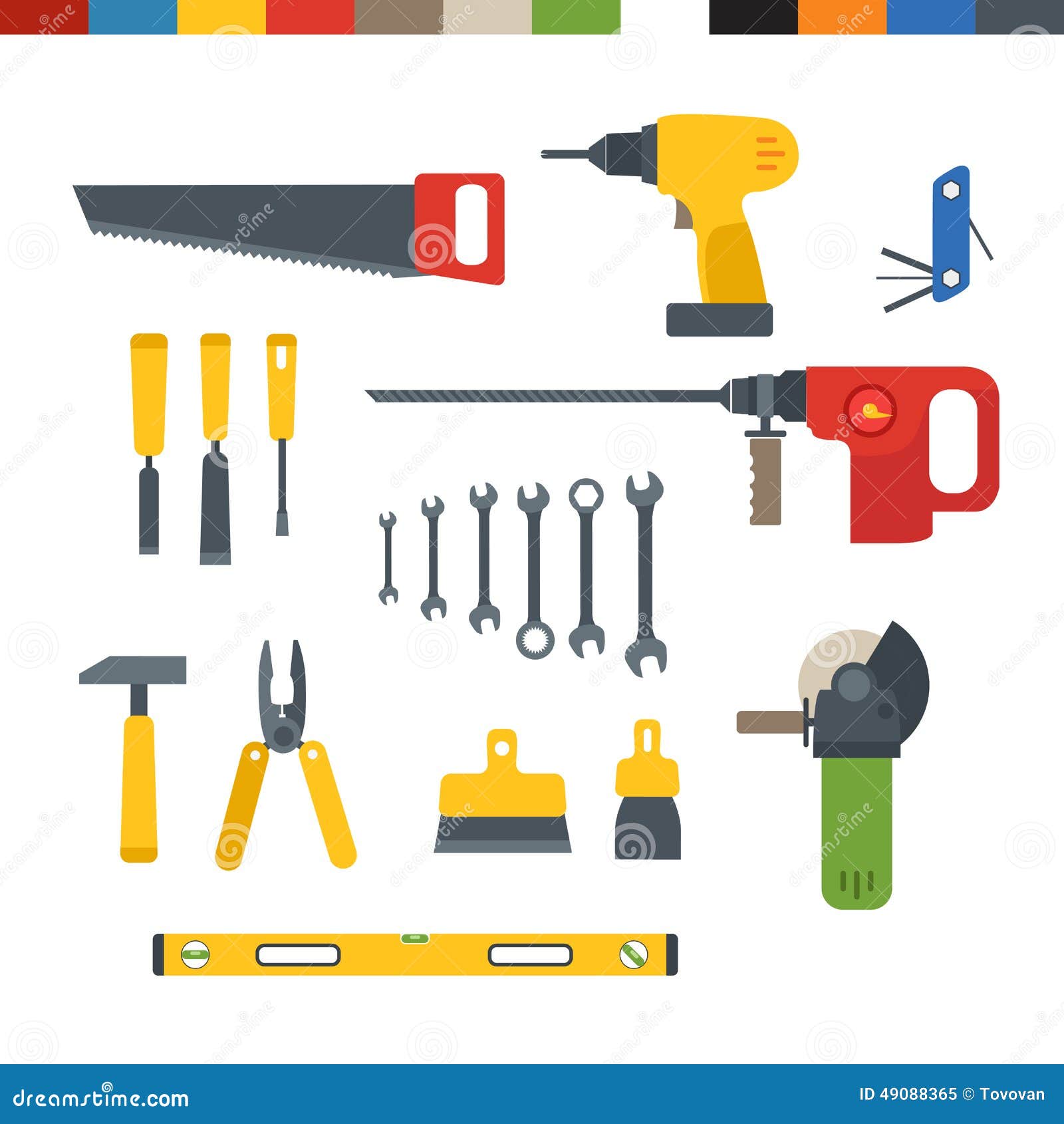 Different Tools Flat Collection Stock Vector - Illustration of tool ...
