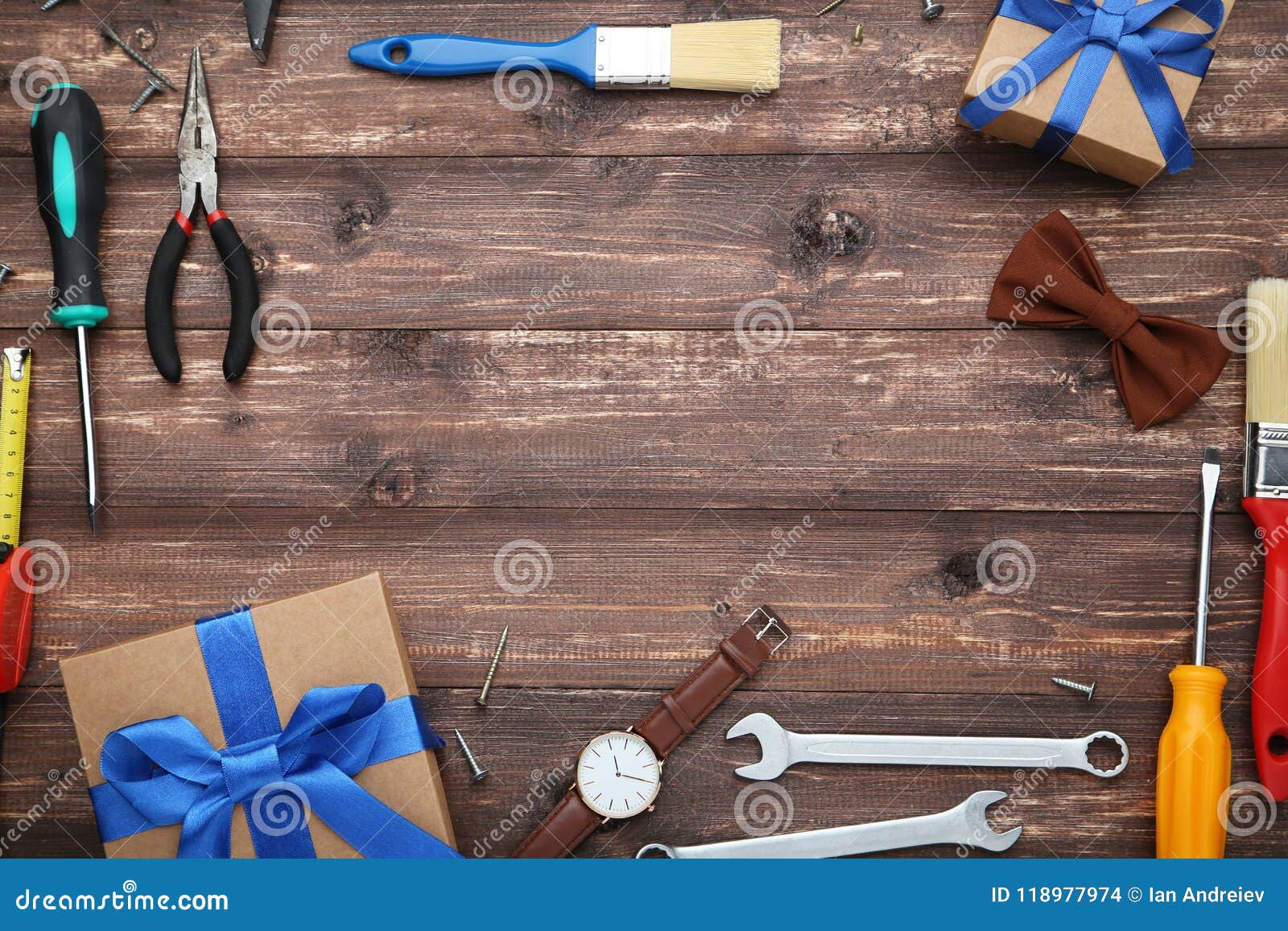 Different Tools with Gift Boxes Stock Photo - Image of pliers, iron ...