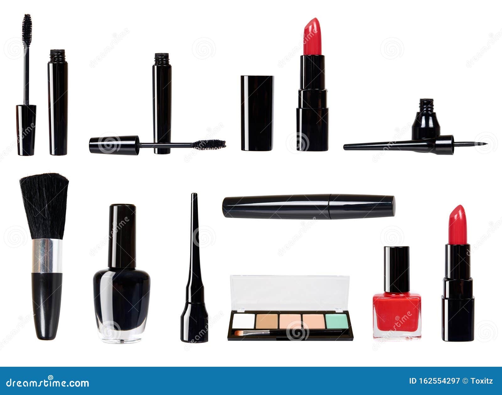 Different Tools for Make Up, Luxury Cosmetics Kit. Lipstick, Brush ...