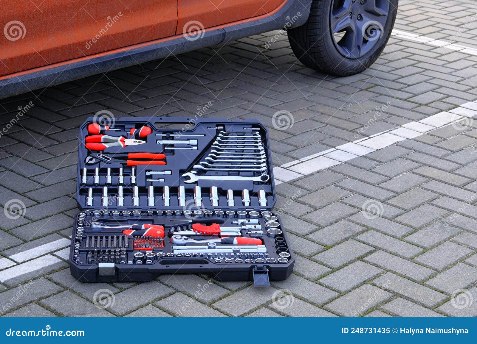 Different Tools for Repairing and Diagnostic a Car. Tool Set in Box ...