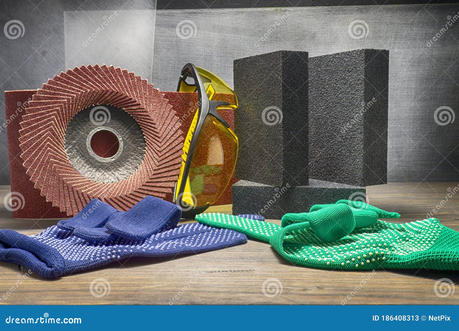 Different Tools for Sanding and Safety Health Work Stock Image - Image ...