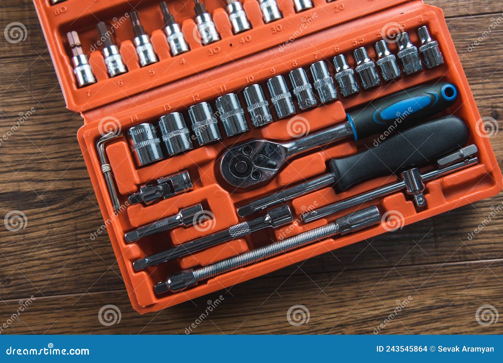 Different Tools on the Wooden Table Stock Photo - Image of background ...