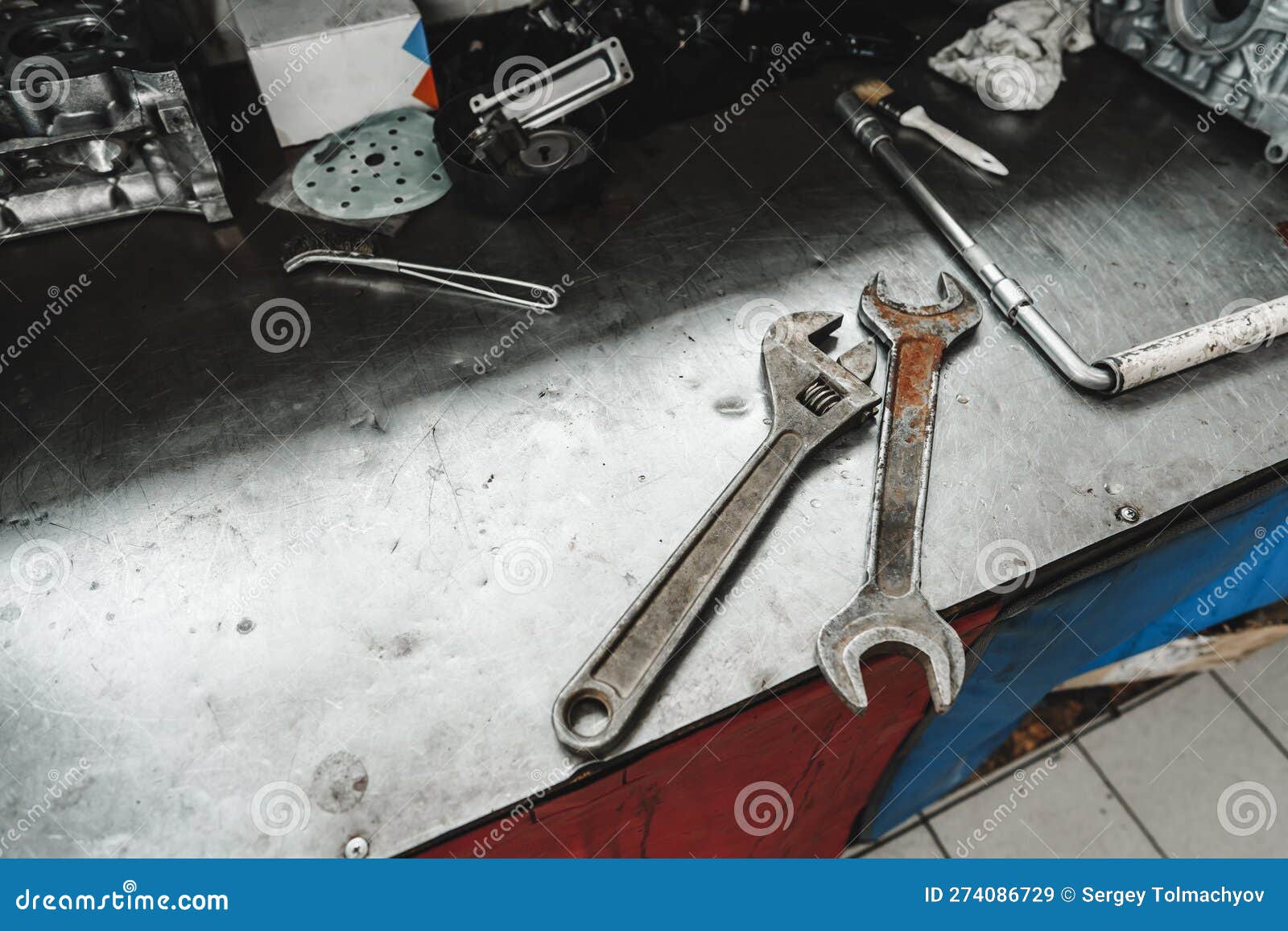 Different Tools on Workbench in Car Service Stock Image - Image of ...