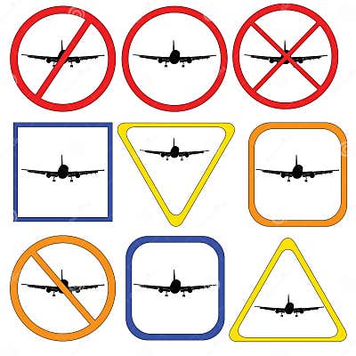 Different Traffic Signs on the Plane. Raster Stock Illustration ...