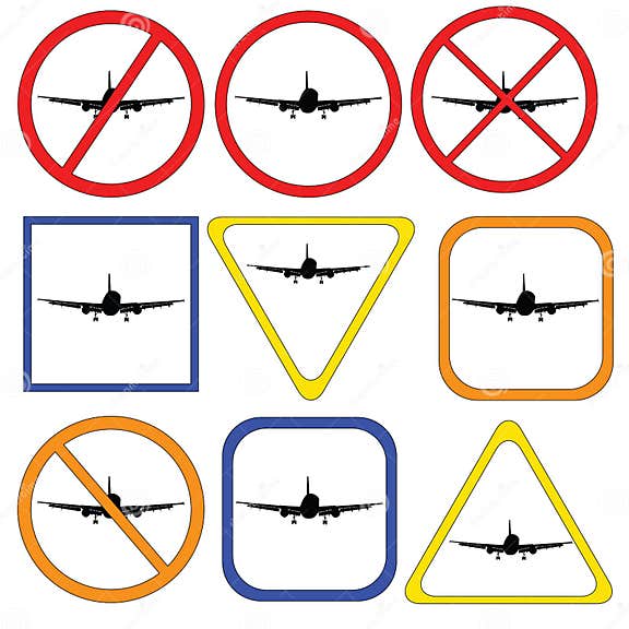 Different Traffic Signs on the Plane. Raster Stock Illustration ...
