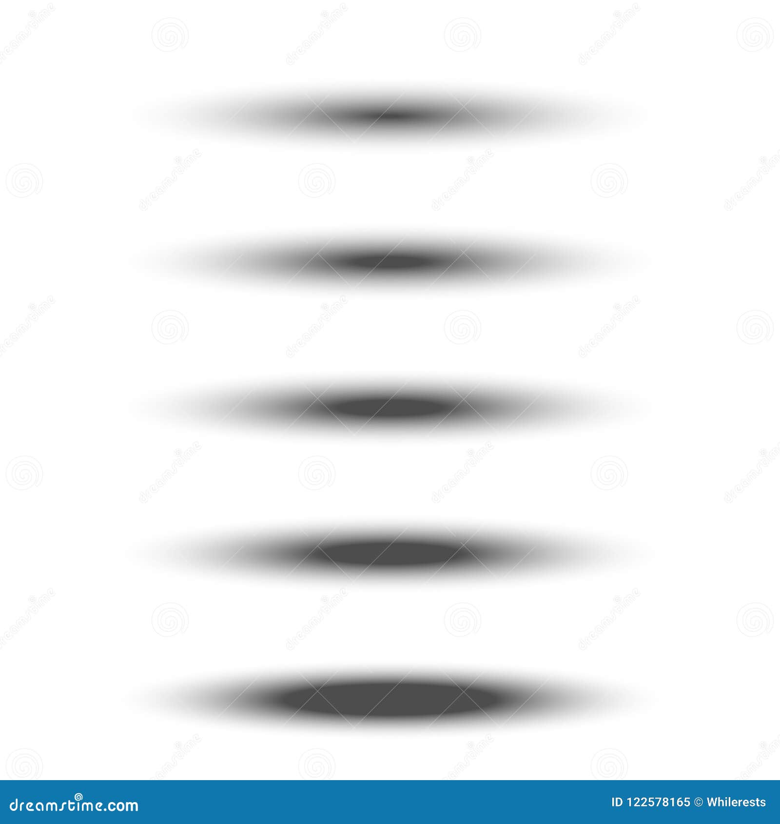 Different Transparent Black Oval Shadow Set with Soft Edge Isolated on ...