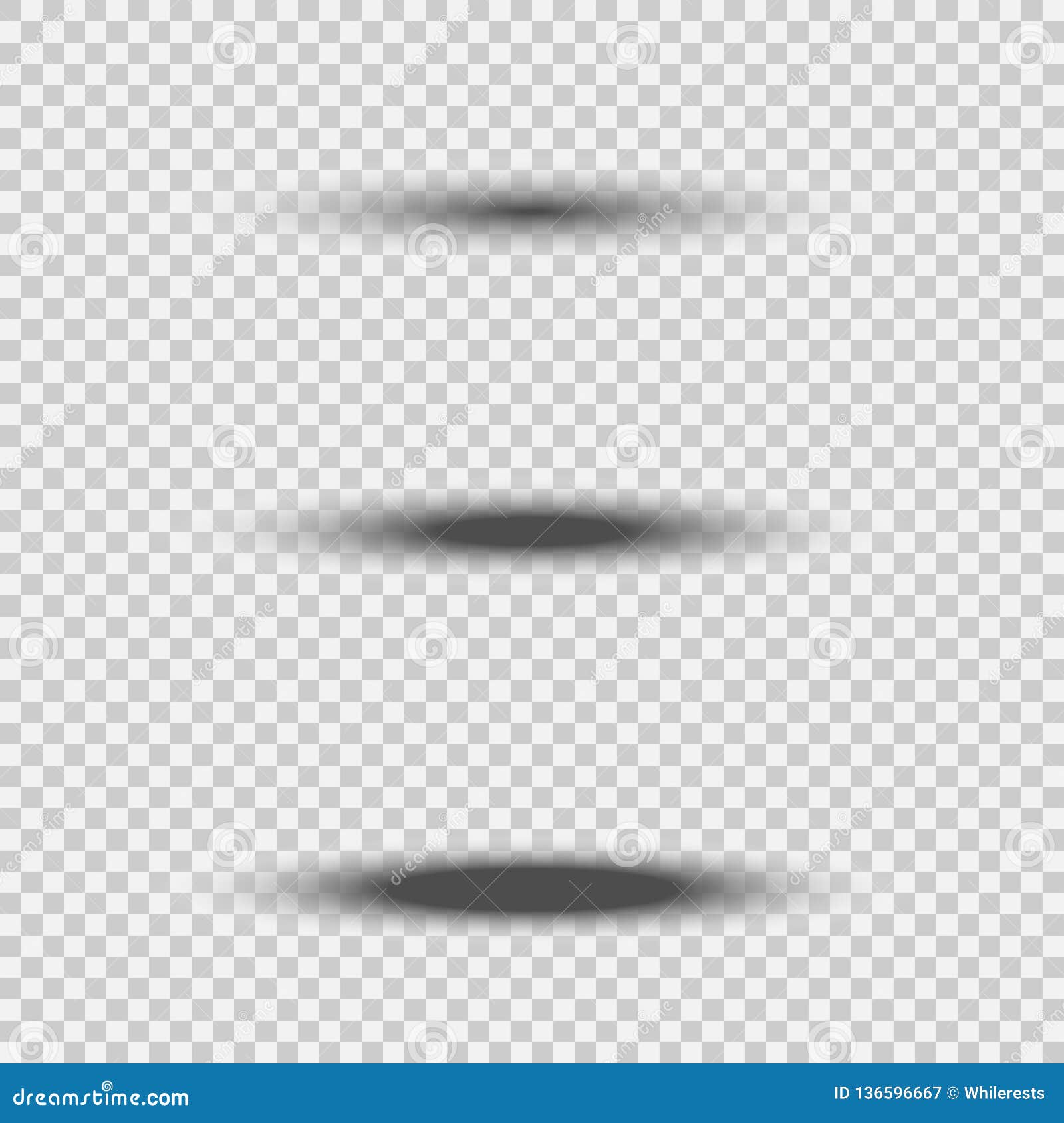 Different Transparent Black Oval Shadow Set with Soft Edge Isolated on ...