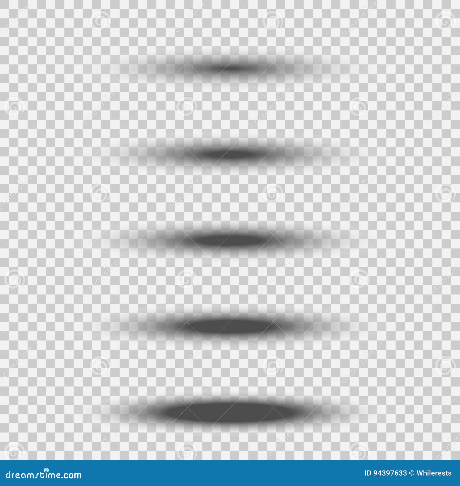 Different Transparent Black Oval Shadow Set With Soft Edge Isolated On ...