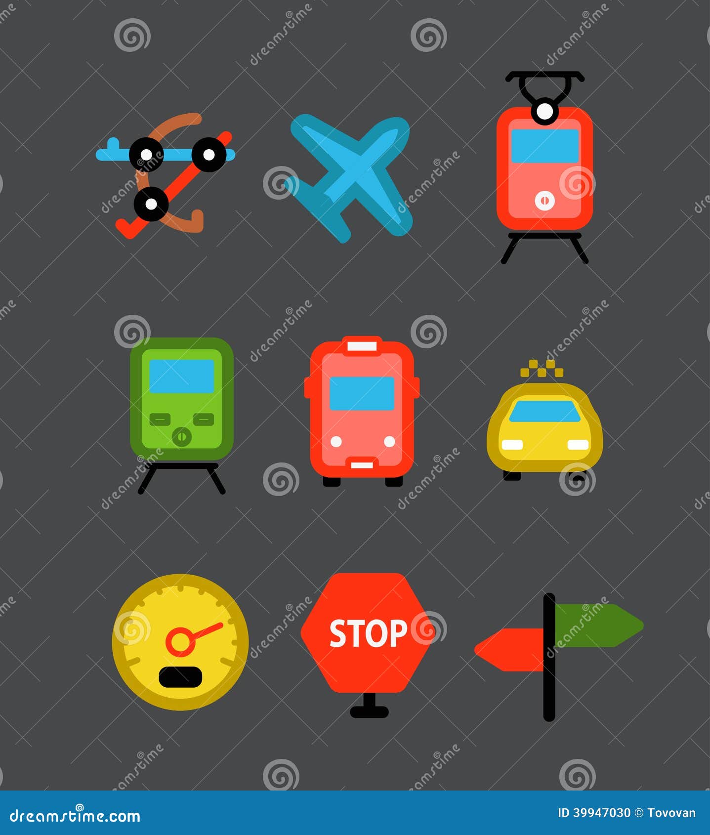 Different Transport Color Icons Stock Vector - Illustration of speed ...