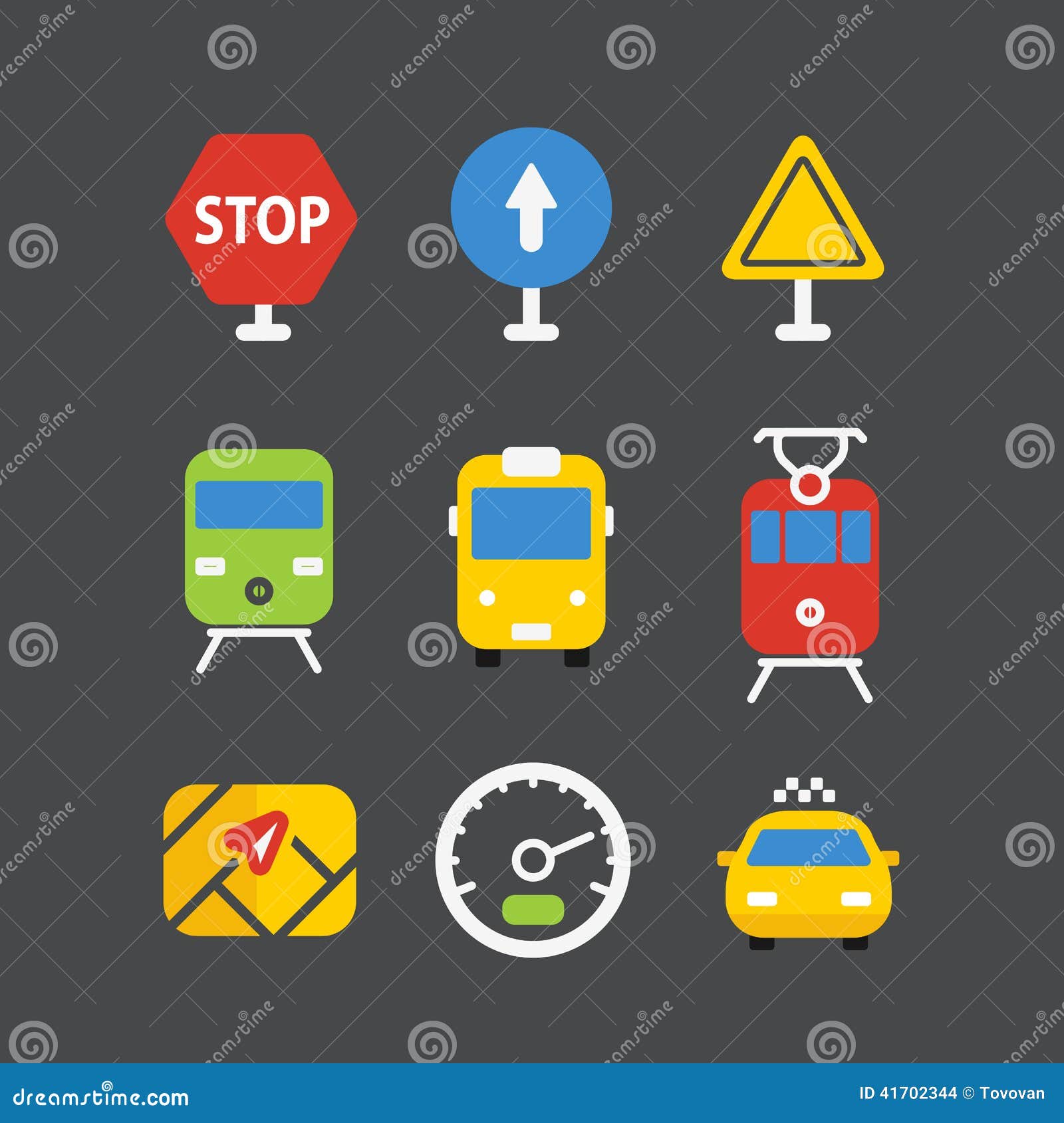 Different Transport Icons Set with Rounded Corners. Flat Design Stock ...
