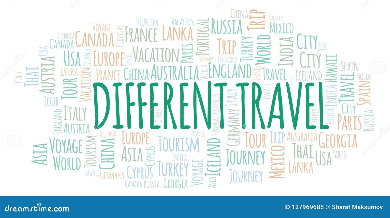 Different Travel Word Cloud. Stock Illustration - Illustration of ...