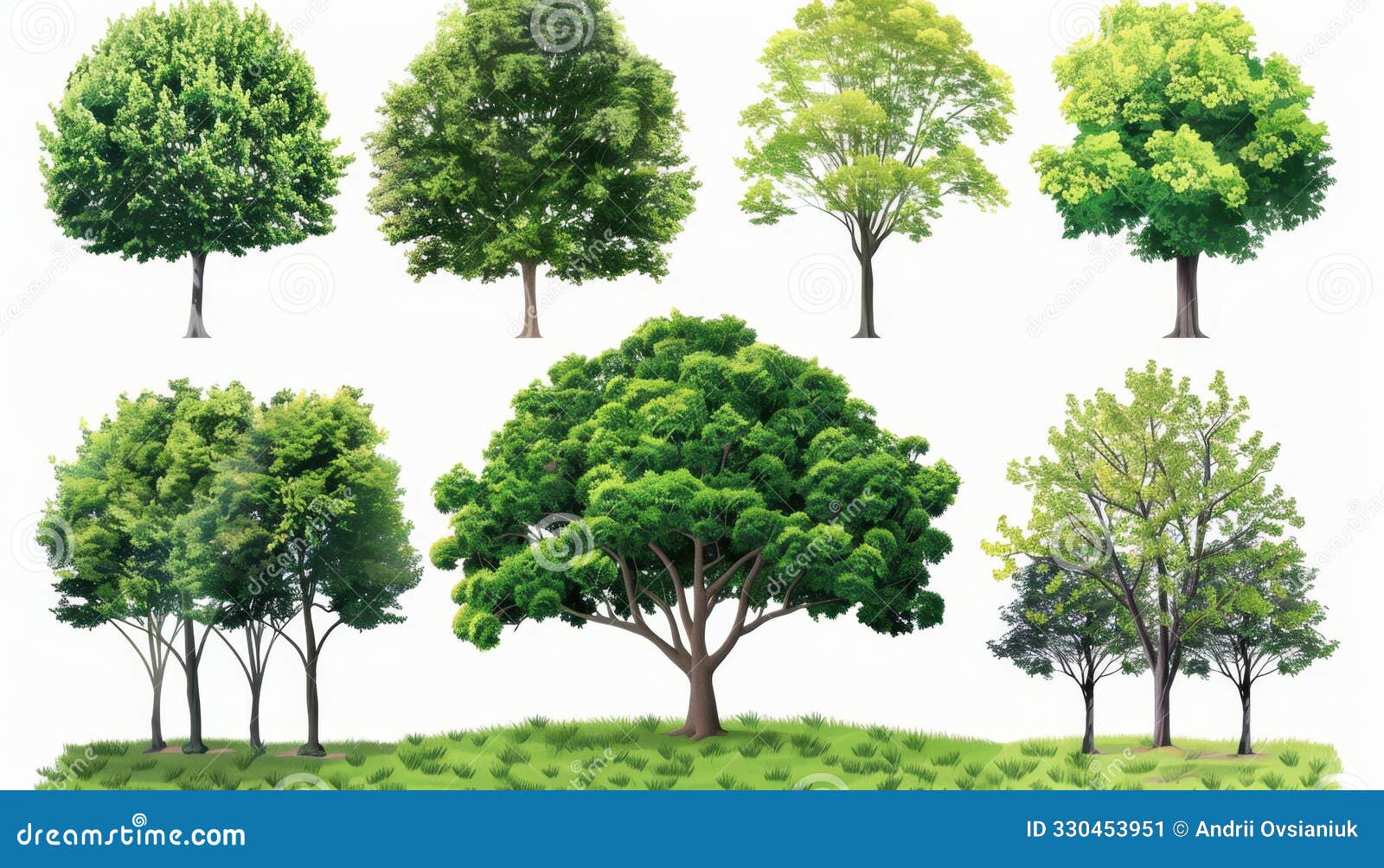 Different Tree Species in Various Stages of Foliage Growth Displayed ...