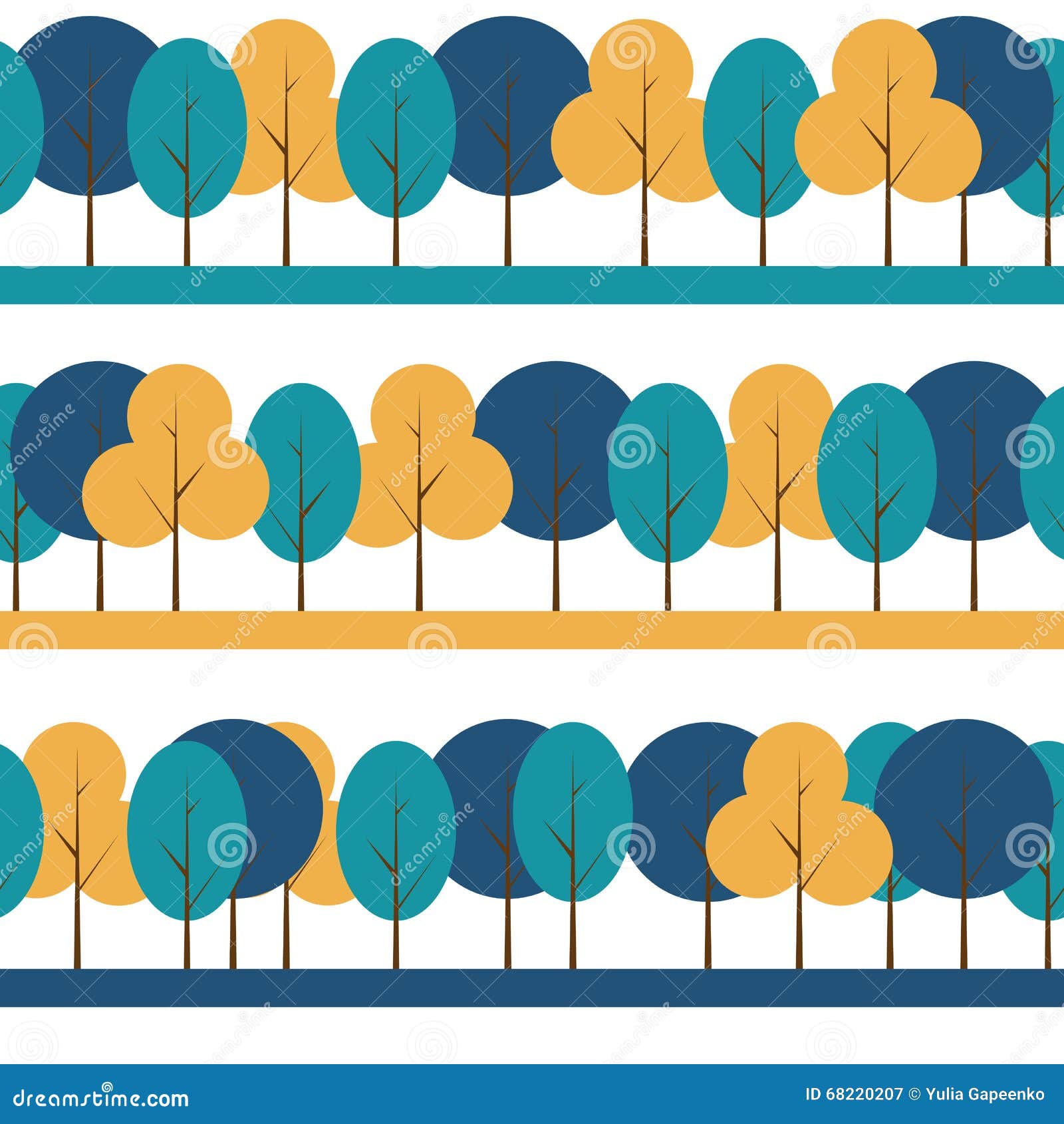 Different Trees Natural Seamless Pattern Background Vector Illus Stock ...