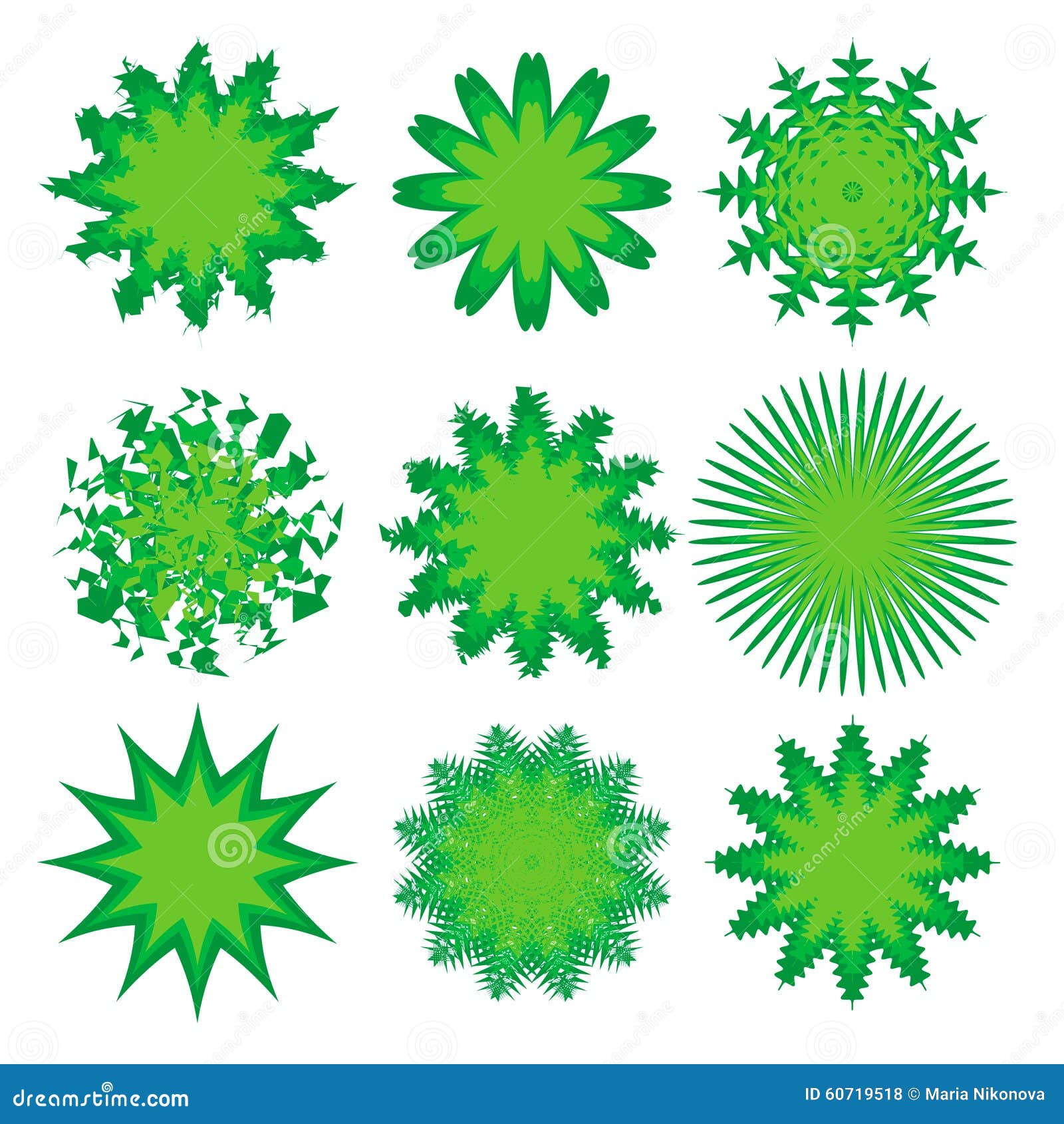 Different Trees top view stock vector. Illustration of design - 60719518