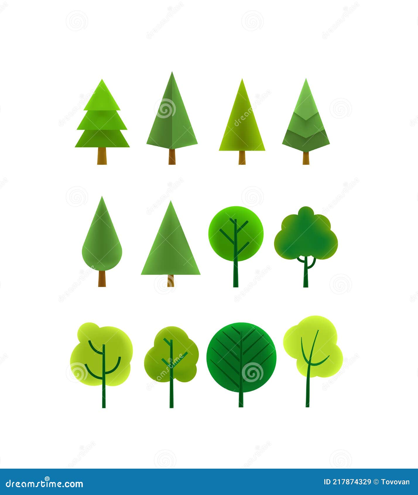 Different Trees Vector Clipart. Cartoon Style Illustration. Plasticine ...
