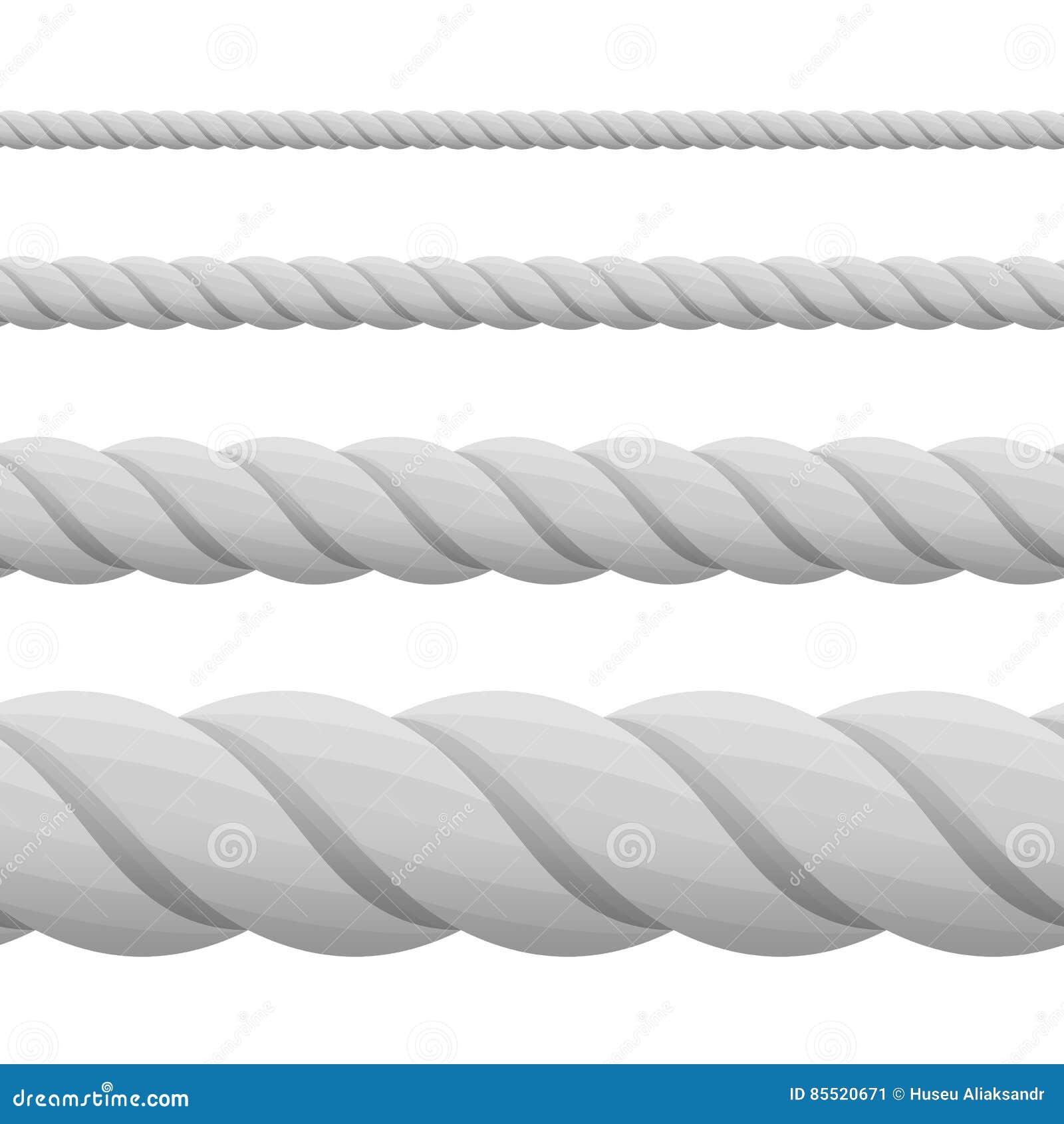 Different Twine Gray Thickness Rope. Stock Vector - Illustration of ...
