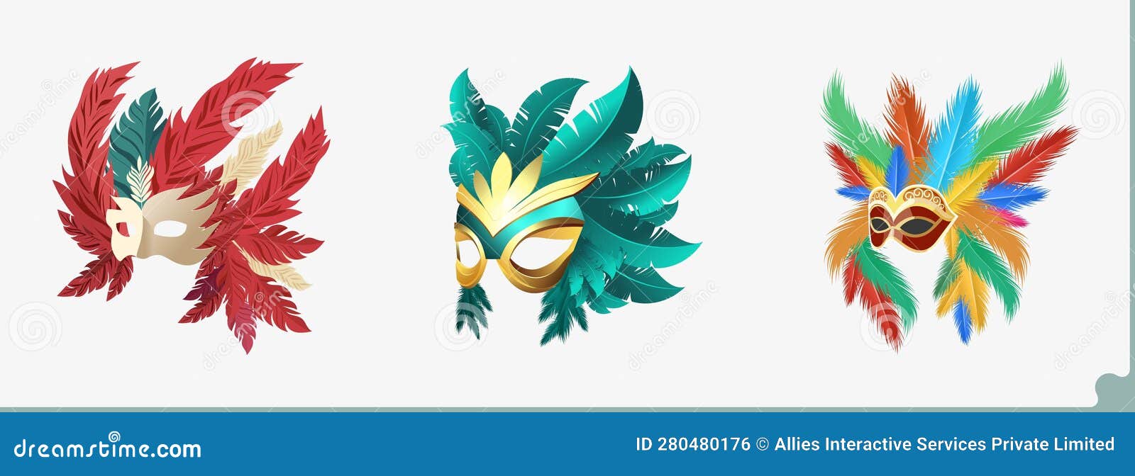 Different Type Beautiful Venetian Mask Decorative Feather Set for ...