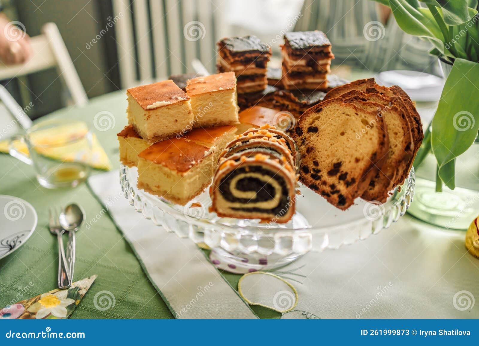 Different Type of Cakes on a Plate and with Side Light Stock Image ...