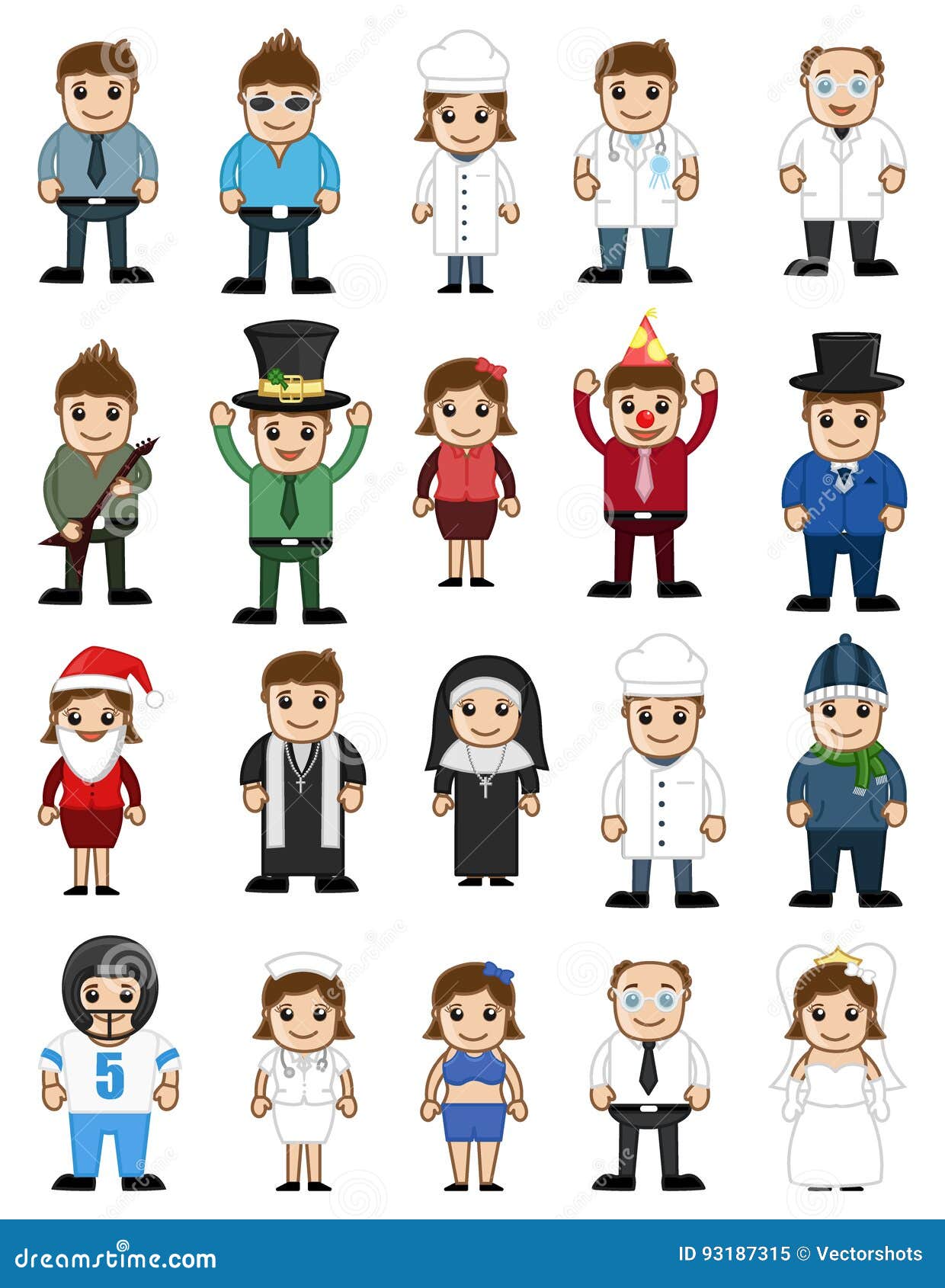 Different Type Cartoon Characters Professions Stock Vector ...