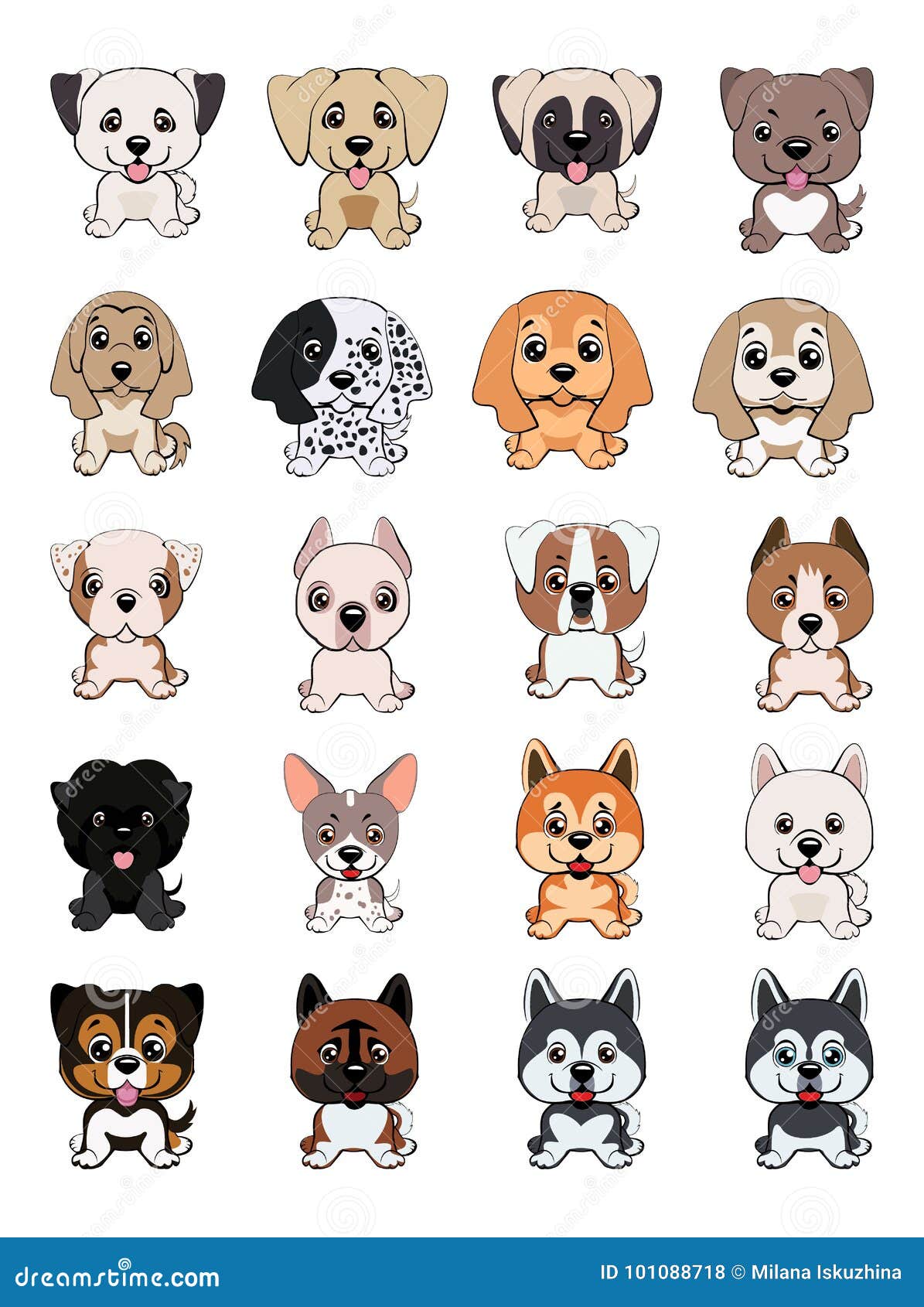 Different Type Of Cartoon Dogs Vector Illustration | CartoonDealer.com ...