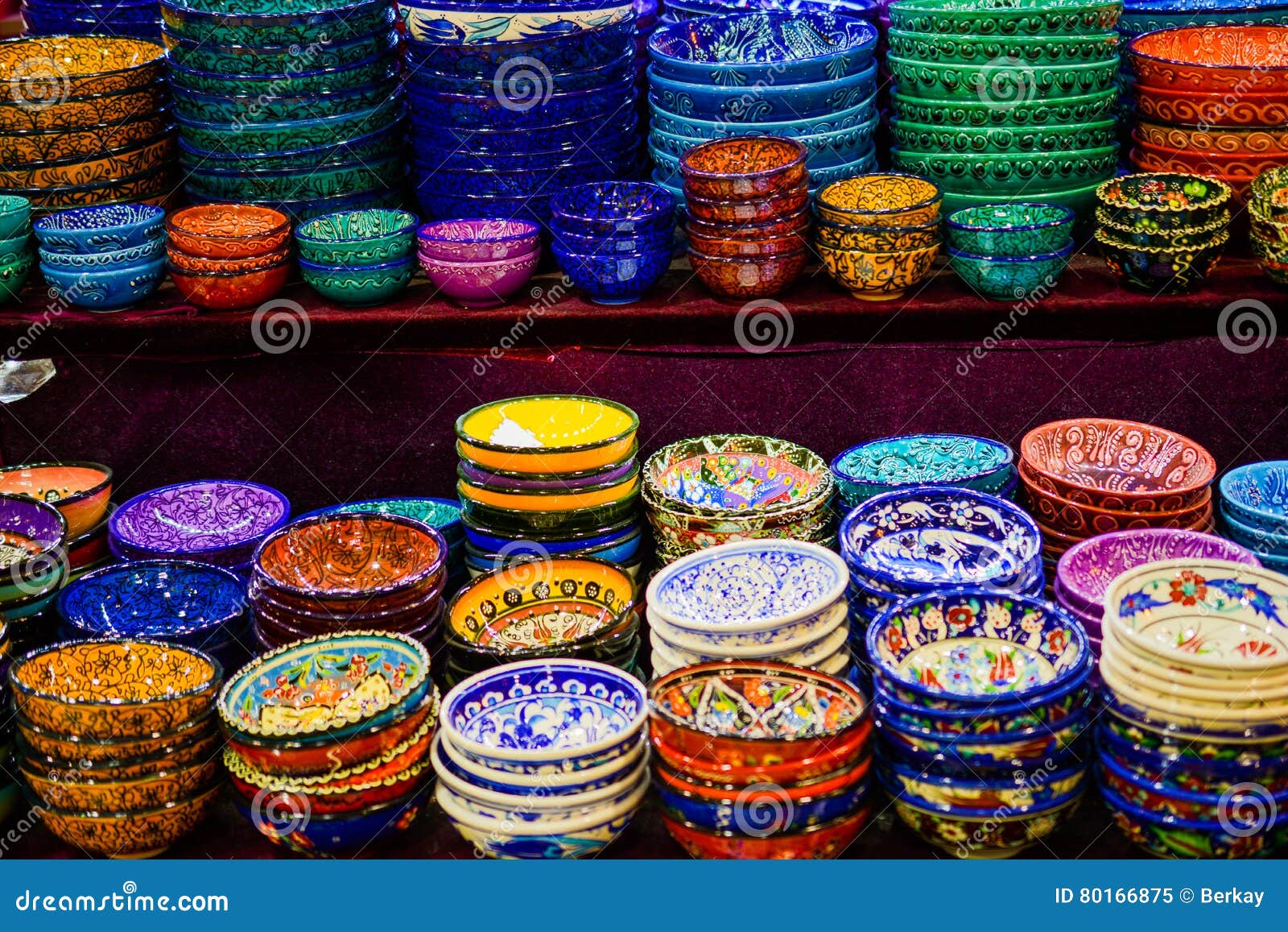 Different Type of Ceramic Tableware in the Bazaar Stock Image - Image ...