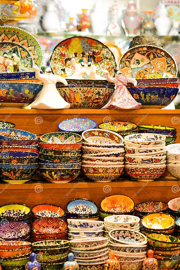 Different Type of Ceramic Tableware in the Bazaar Stock Photo - Image ...
