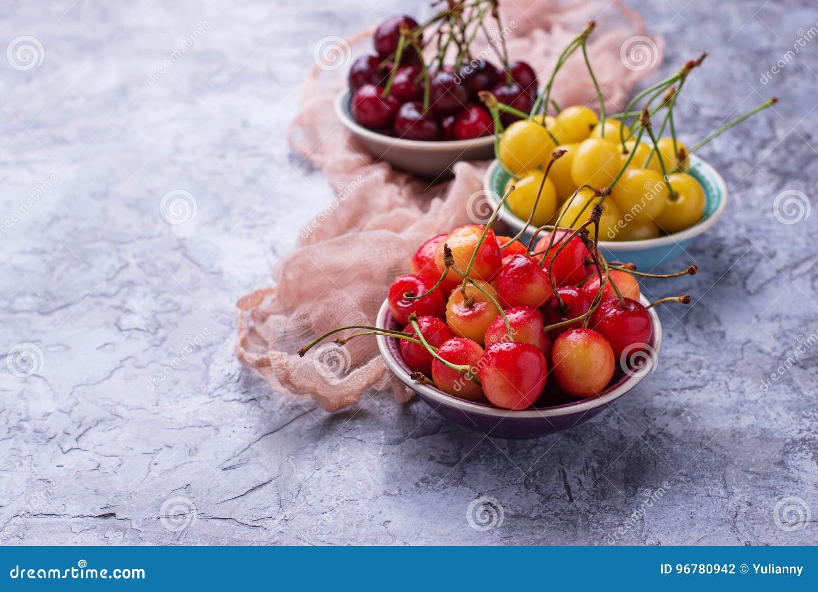 Different Type of Colorful Cherries Stock Photo - Image of bowl, type ...