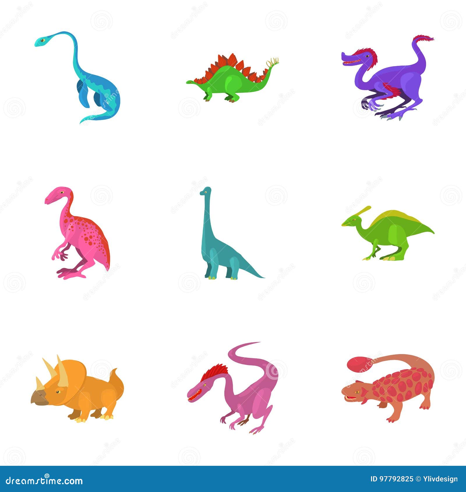 Dinosaur Icons Vector. Dinosaur Egg And Volcano, Dinosaur Skeleton And ...