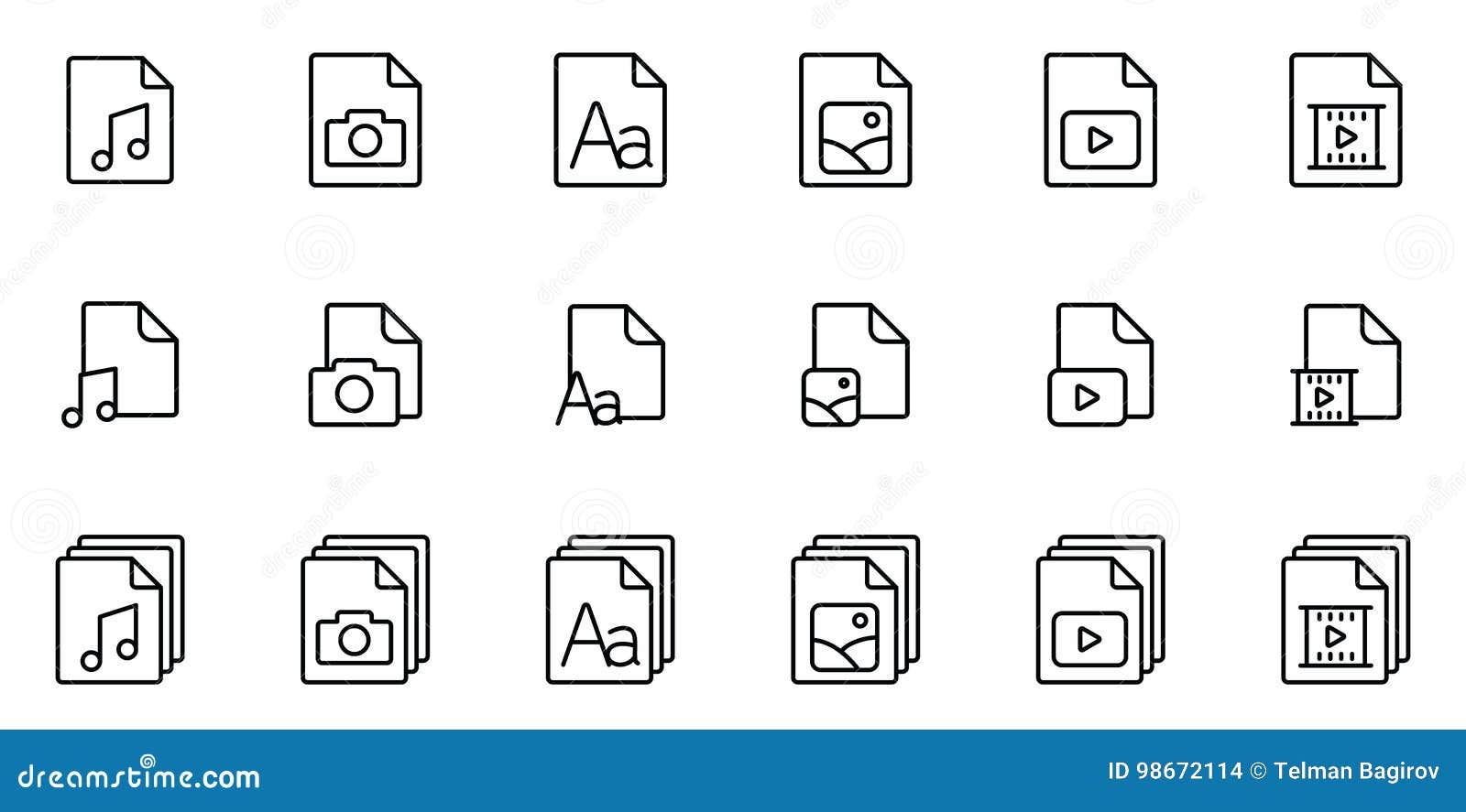 Different Type File Icons Set on White Background Stock Illustration ...